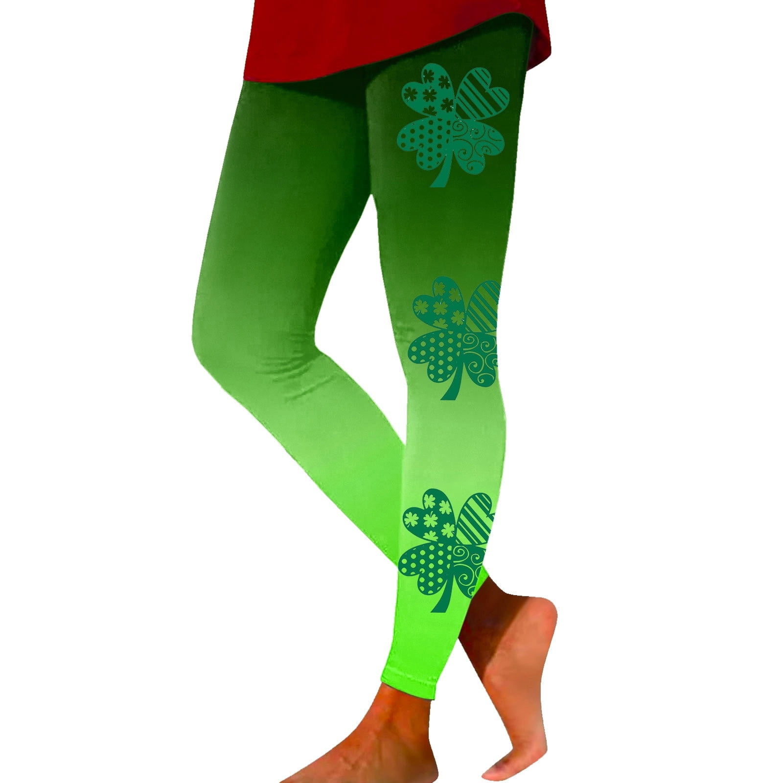 Arlun St. Patrick's Day Leggings for Women Shamrock Print Elastic High ...