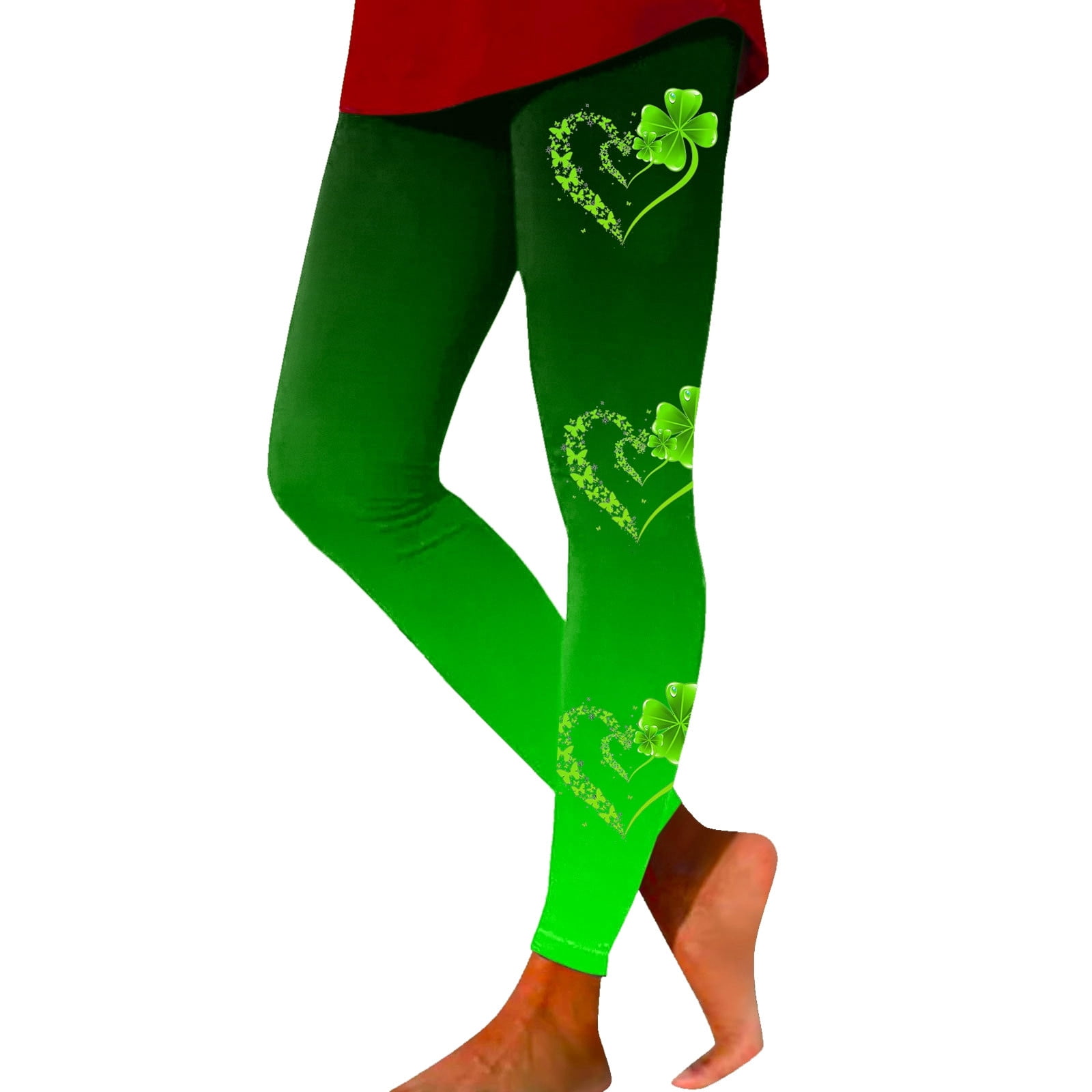 Arlun St. Patrick's Day Leggings for Women Trendy Heart and Four-Leaf ...