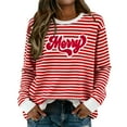 Arlun Striped Letter Print Casual Crewneck Sweatshirts for Women ...