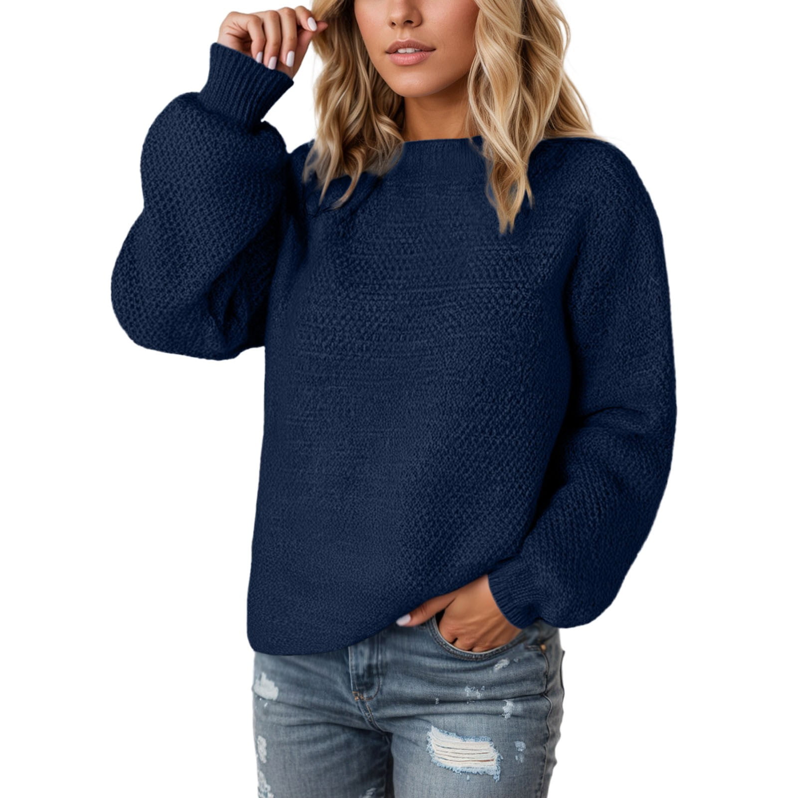 Arlun Sweaters for Women Fall 2025 Crew Neck Lantern Sleeve Casual Oversized Pullovers Long ...