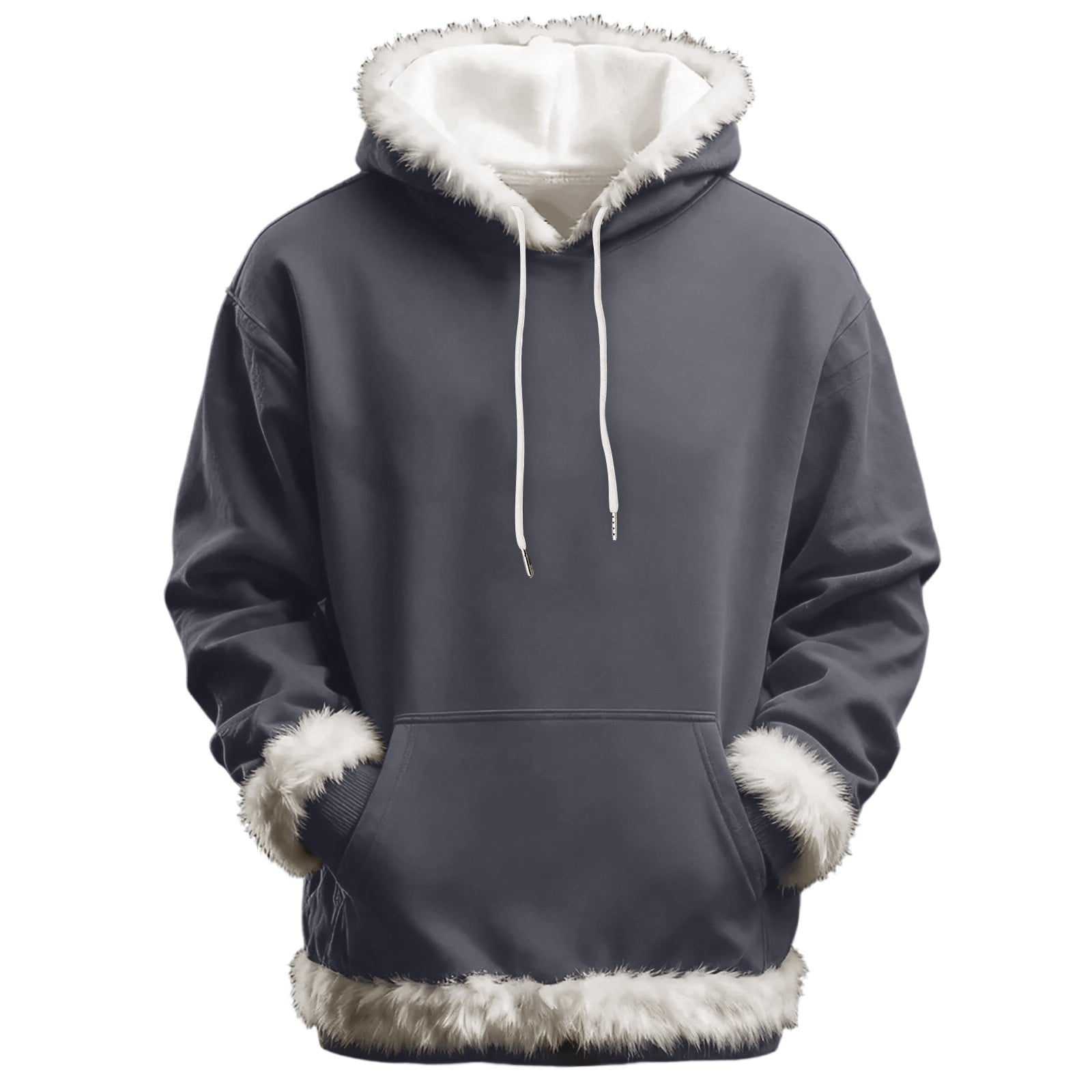 Arlun Unisex Oversized Hoodies Trendy White Fuzzy Trim Solid Color ...