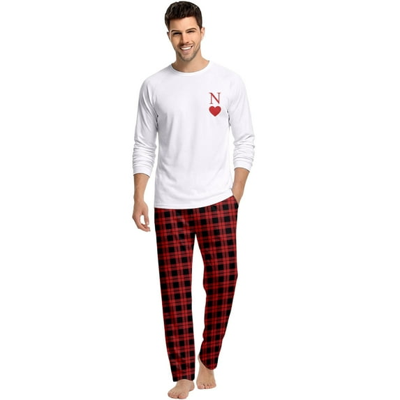 Arlun Valentine's Day Pajamas for Couples Set Funny Heart Letter A-Y Graphic Long Sleeve ...