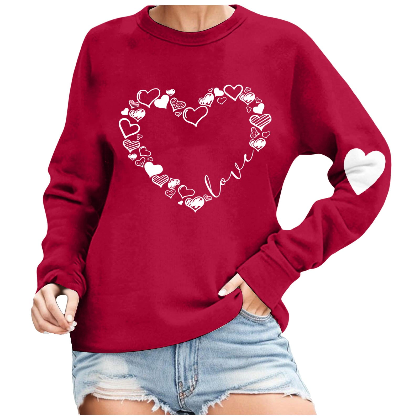 Arlun Valentine's Day Pullover Tops for Women Love Hearts Holiday Gift ...