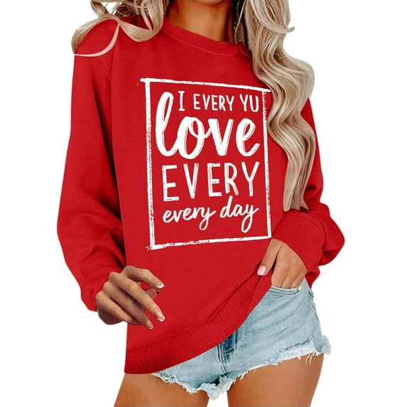 Arlun Valentines Sweatshirts for Women Long Sleeve Cute Love Heart ...