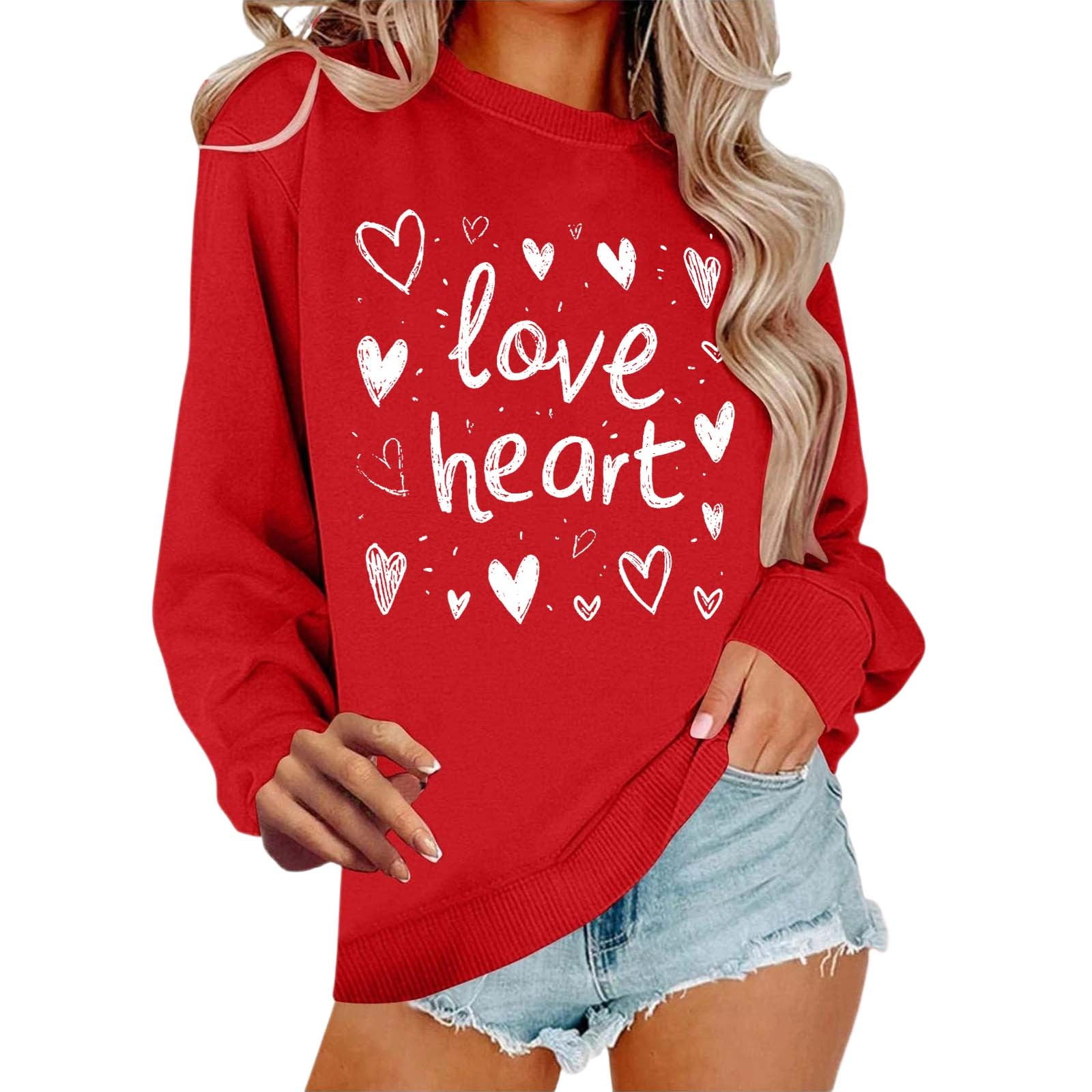 Arlun Valentines Sweatshirts for Women Long Sleeve Cute Love Heart ...