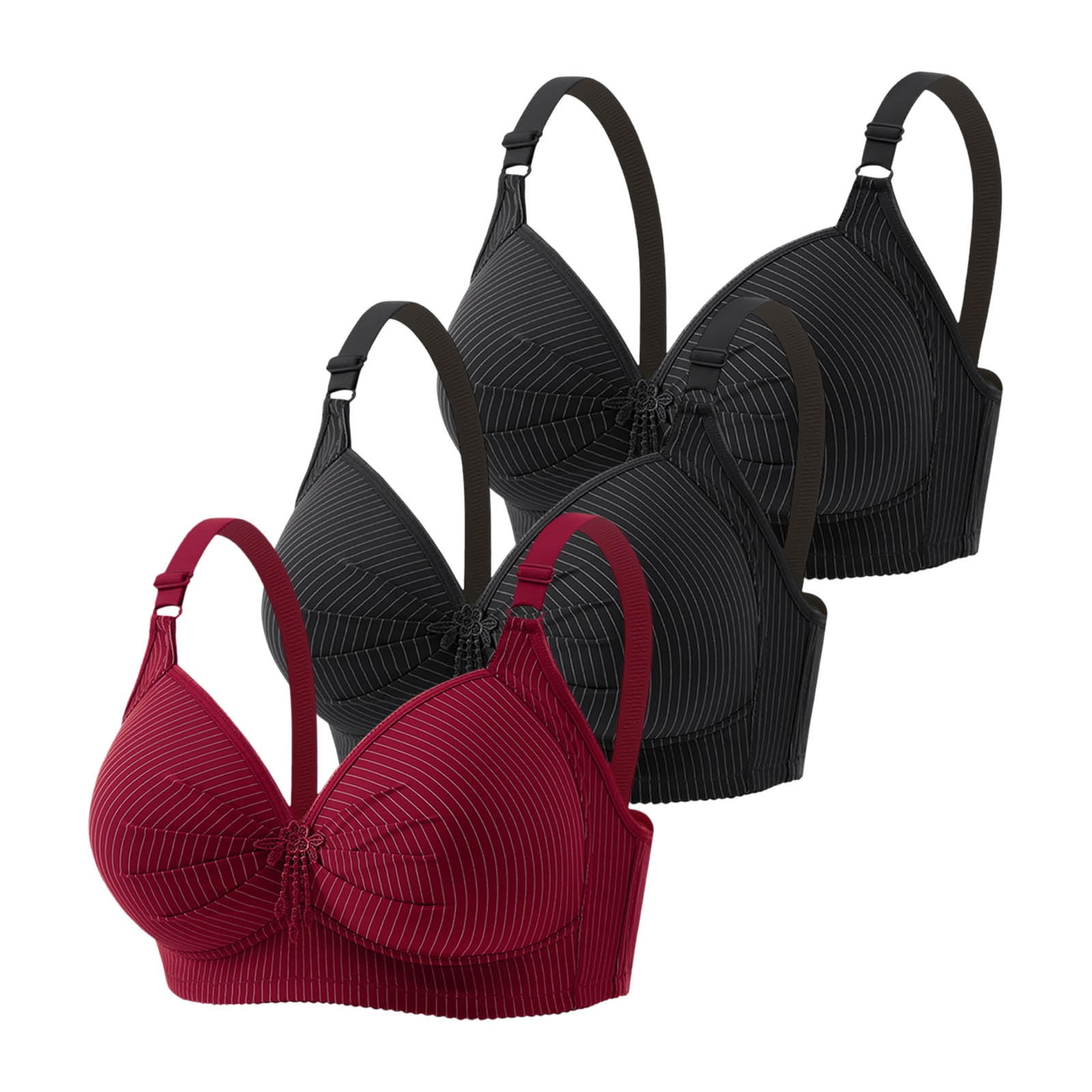 Arlun,Women's 3Pcs Set Wireless Bras Push up Supportive Breathable Bra ...