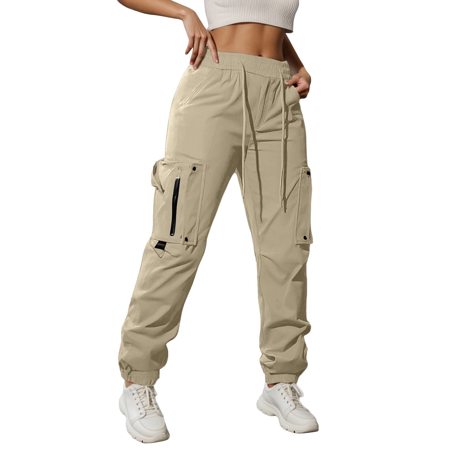Arlun,Women's Cargo Pants Wide Leg Elastic High Waisted Drawstring ...