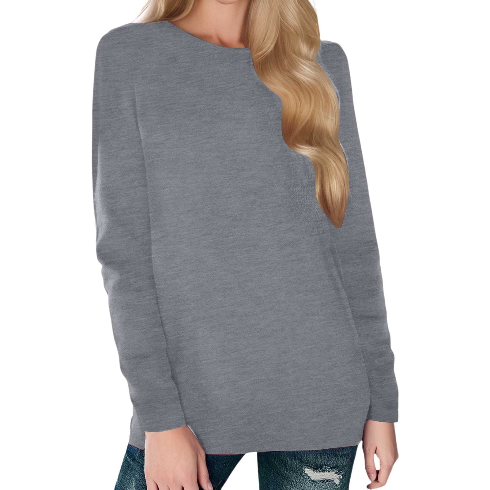 Arlun,Women's Crewneck Basic T Shirts Plus Size Casual Loose Fit Simple ...