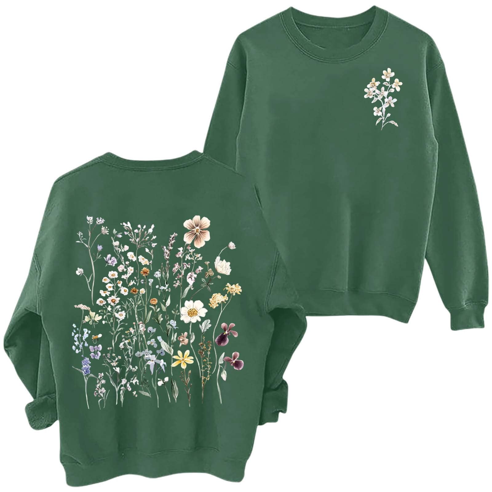 Arlun Women's Floral Printed Sweatshirts Vintage Aesthetic Flower ...