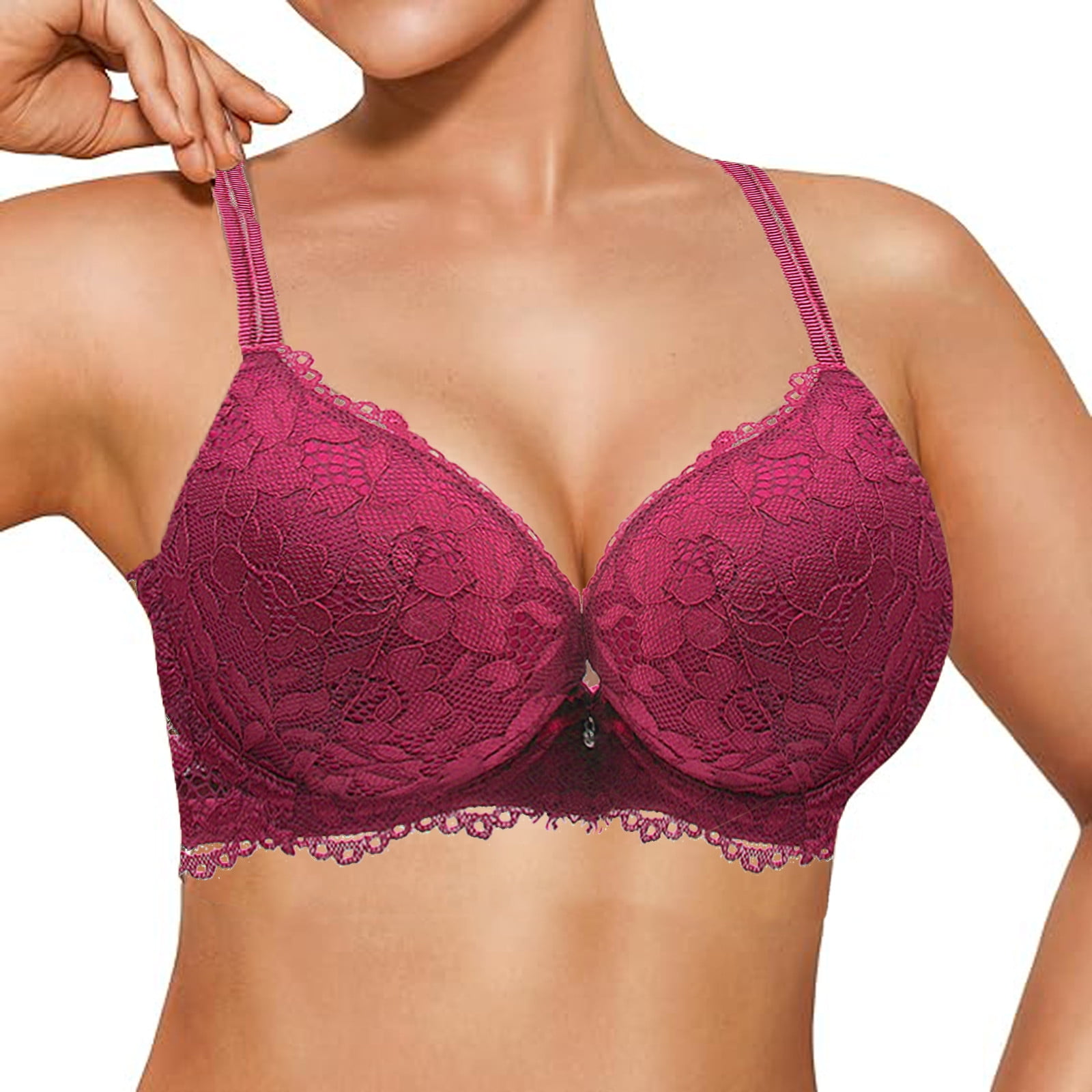 Arlun,Women's Full Coverage No Underwire Bras, Floral Lace Push-Up Bra, Light Support Adjustable ...