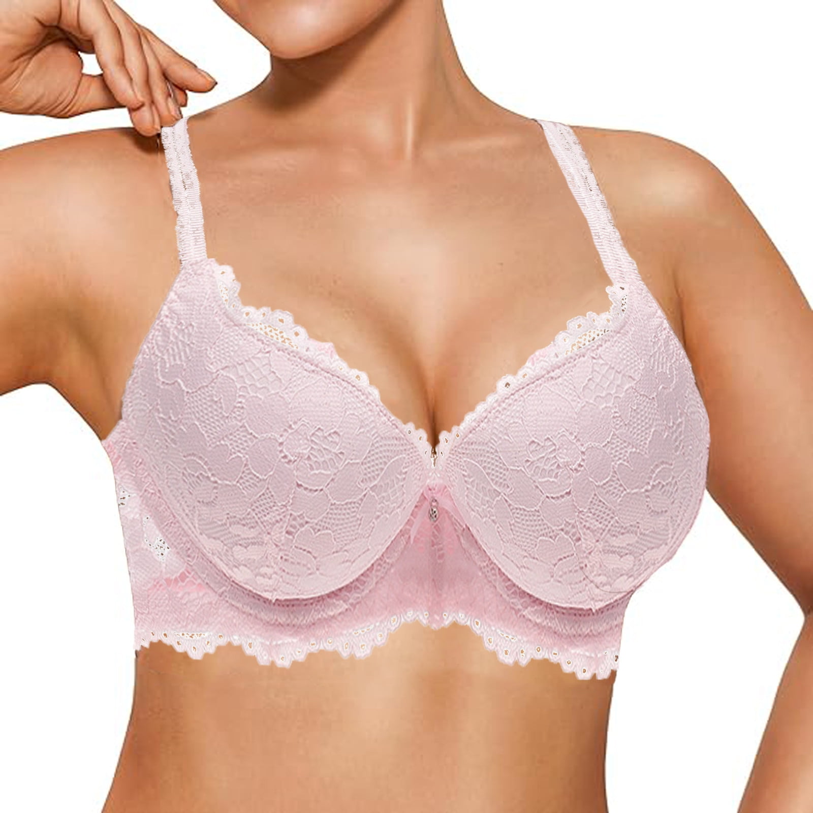 Arlun,Women's Full Coverage No Underwire Bras, Floral Lace Push-Up Bra, Light Support Adjustable ...