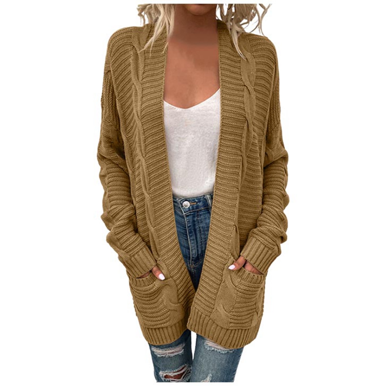 Arlun Women's Long Sweaters Cardigan Trendy Open Front Cable Knitted ...