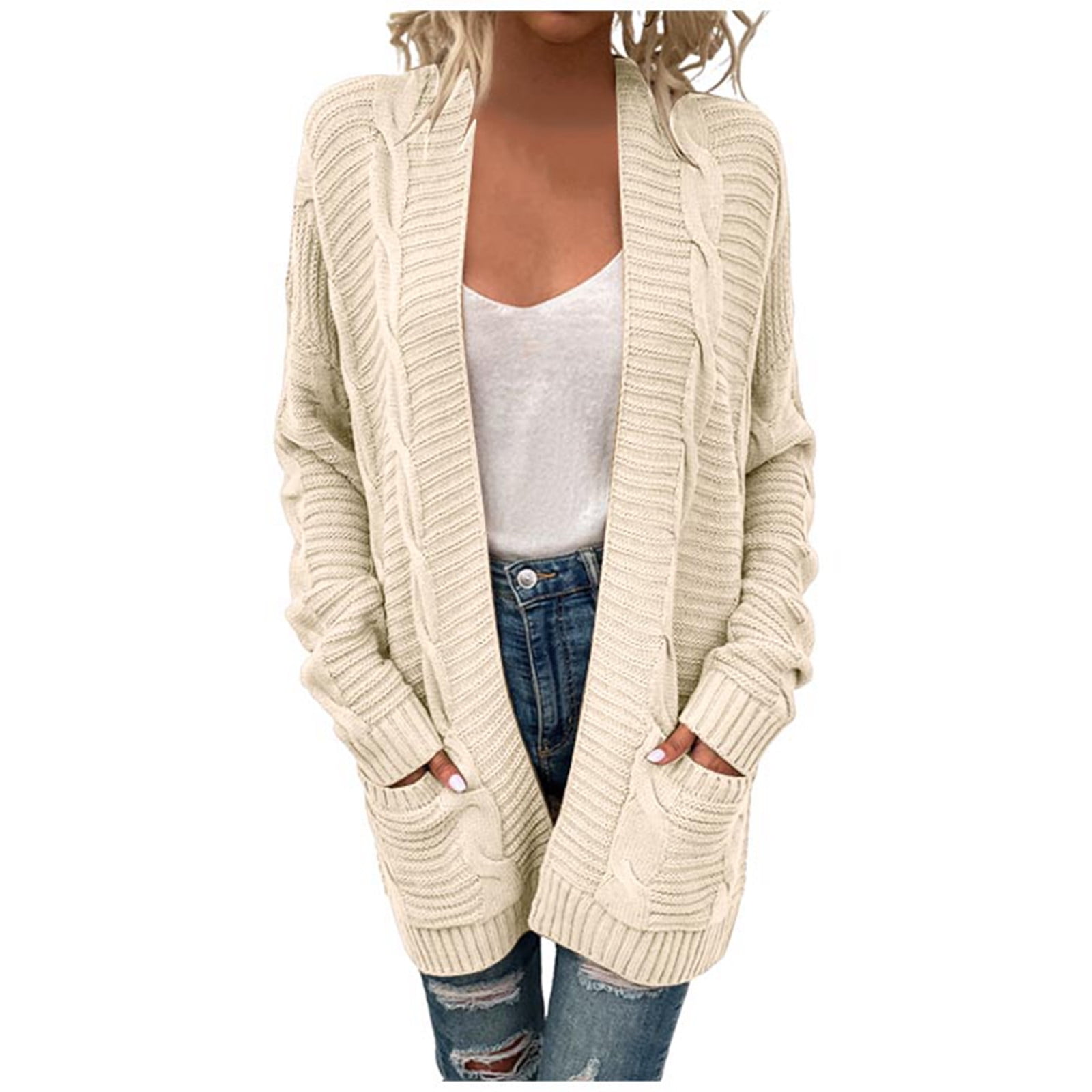 Arlun Women's Long Sweaters Cardigan Trendy Open Front Cable Knitted ...