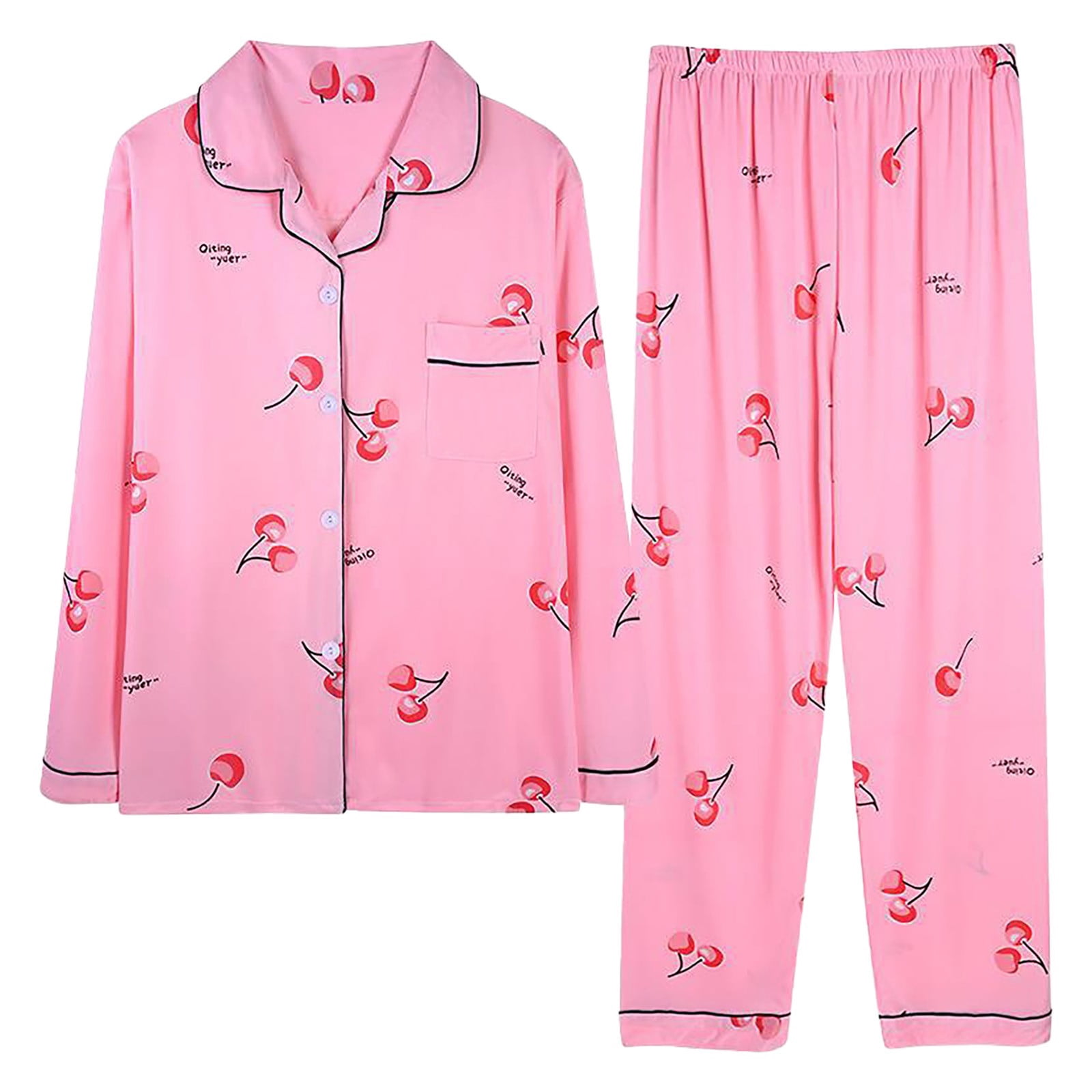 Arlun Women's New Pajamas Sets Fall Winter Long Sleeve Lapel Button ...
