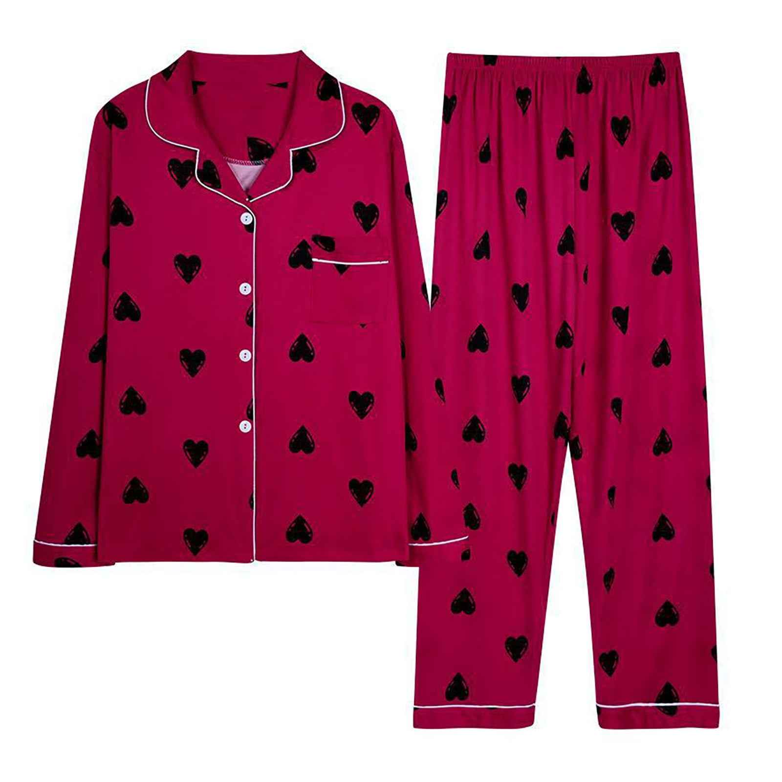 Arlun Women's New Pajamas Sets Fall Winter Long Sleeve Lapel Button ...