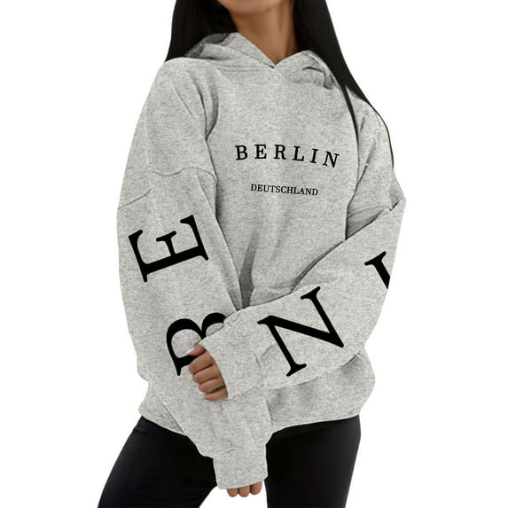 Arlun Women's Plus Size Hoodies Long Sleeve Drop Shoulder Letter ...