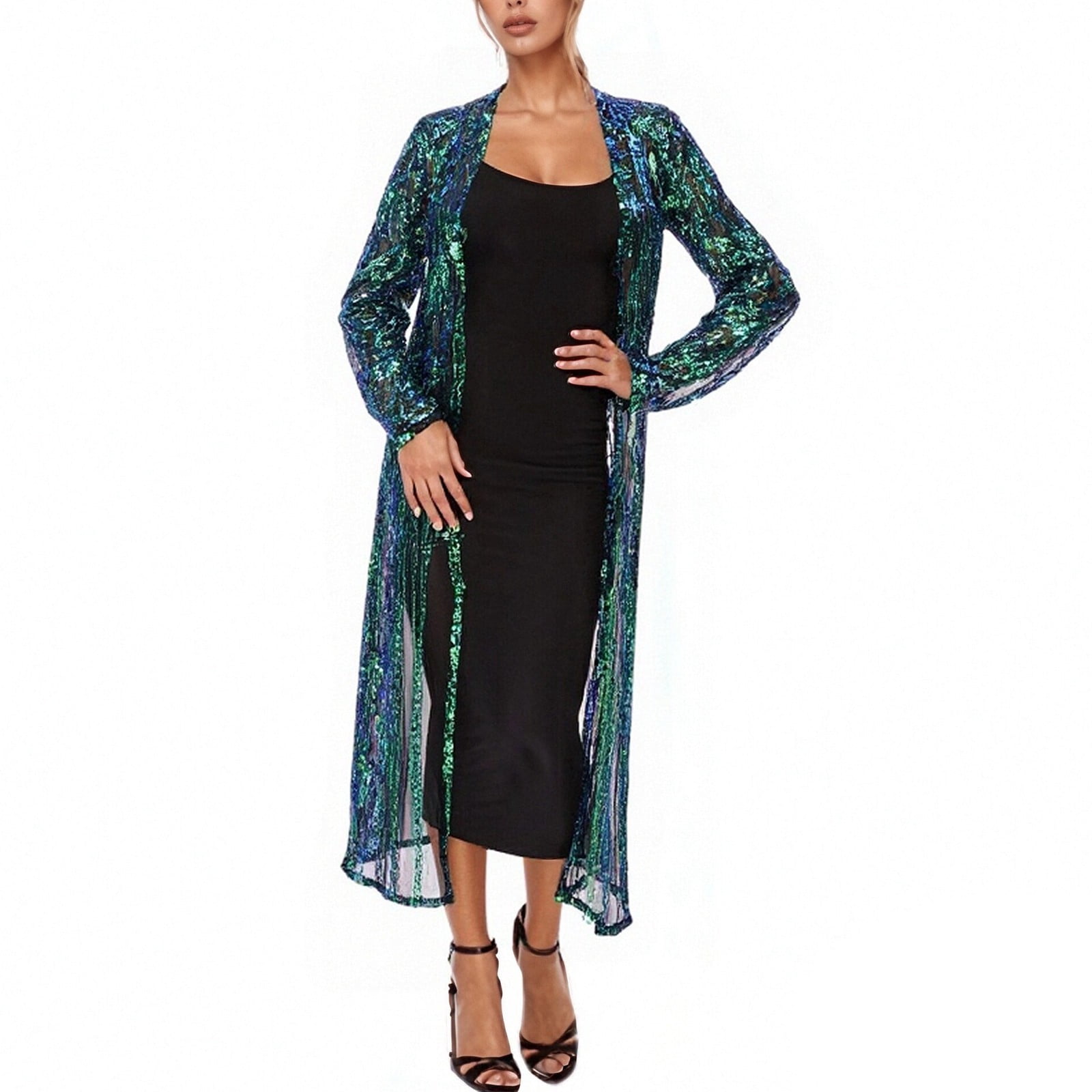 Arlun Women's Sparkling Sequin 1920s Cover up Cardigan Loose Open Front ...