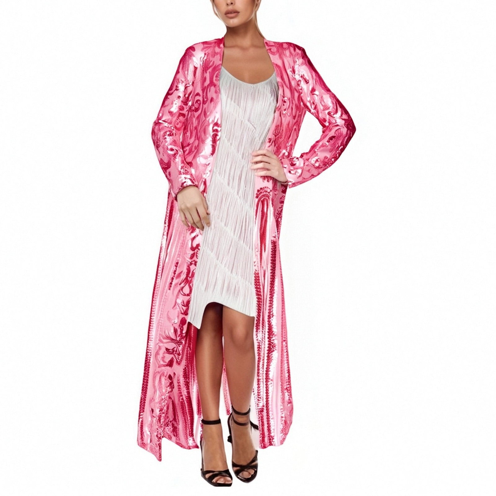 Arlun Women's Sparkling Sequin 1920s Cover up Cardigan Loose Open Front ...