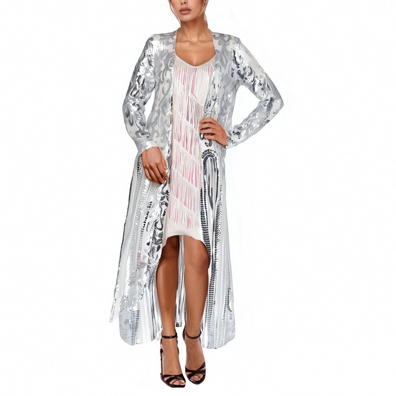 Arlun Women's Sparkling Sequin 1920s Cover up Cardigan Loose Open Front ...
