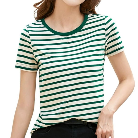 Arlun Women's Striped Print Retro Tops Simple and Stylish Style Loose ...