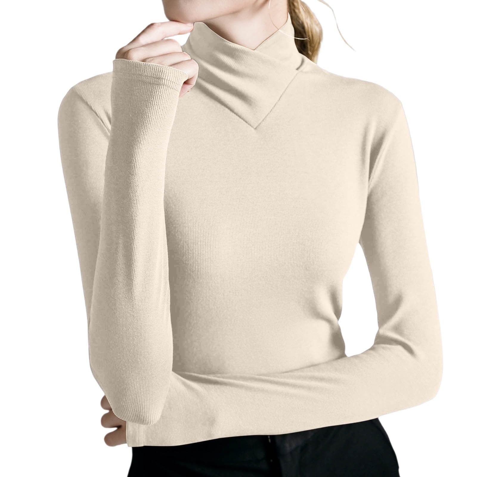 Arlun Women's Thermal Turtleneck Sweaters Stretchy Slim Fit Long Sleeve ...