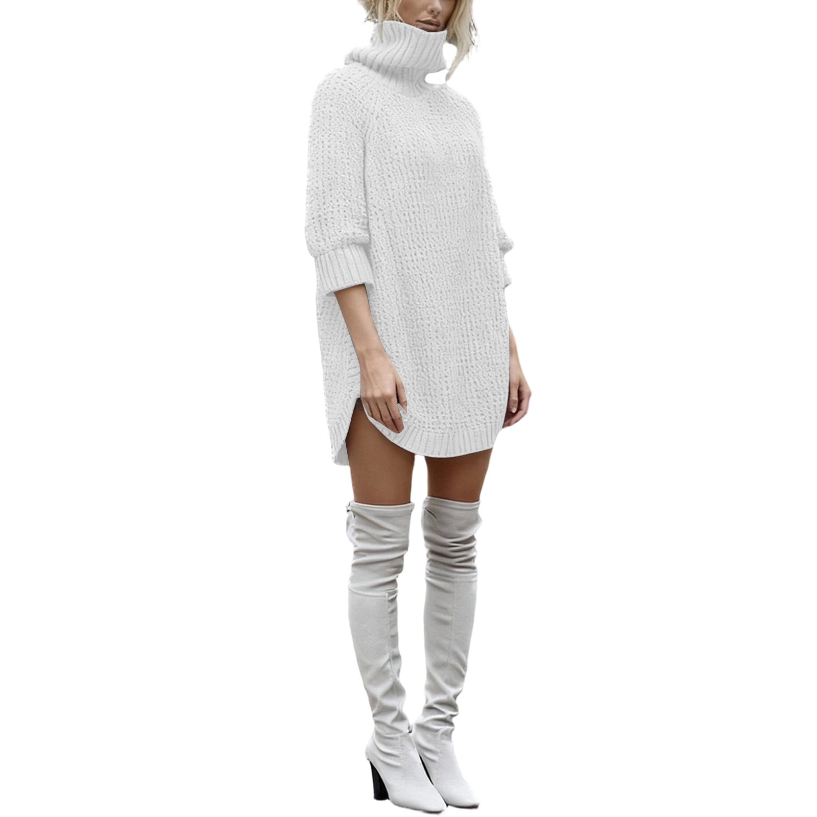 Arlun Women's Turtleneck Oversize Long Pullover Sweaters Dress Casual ...