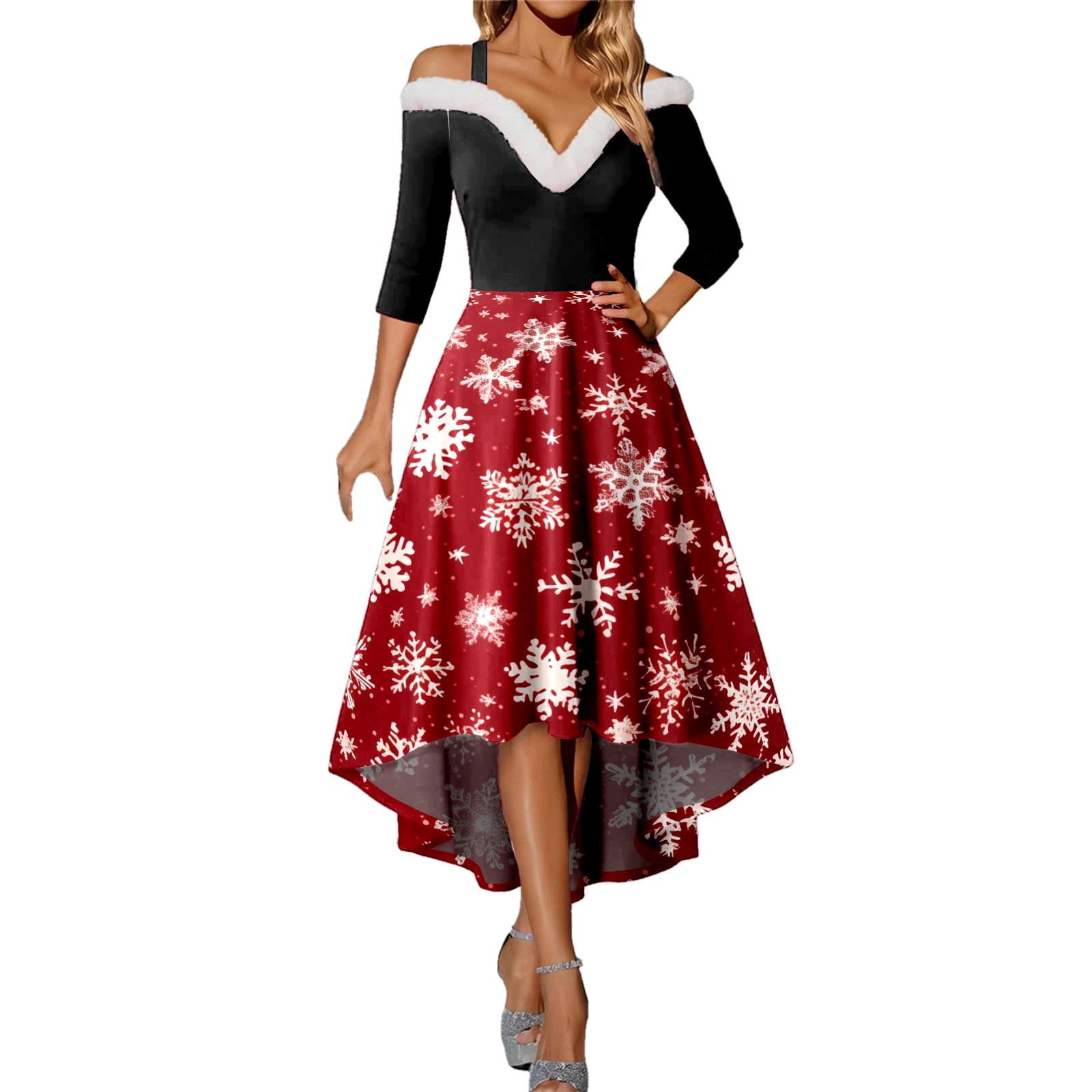 Arlun Womens Christmas Cocktail Party Dresses Plus Size Long Sleeve ...