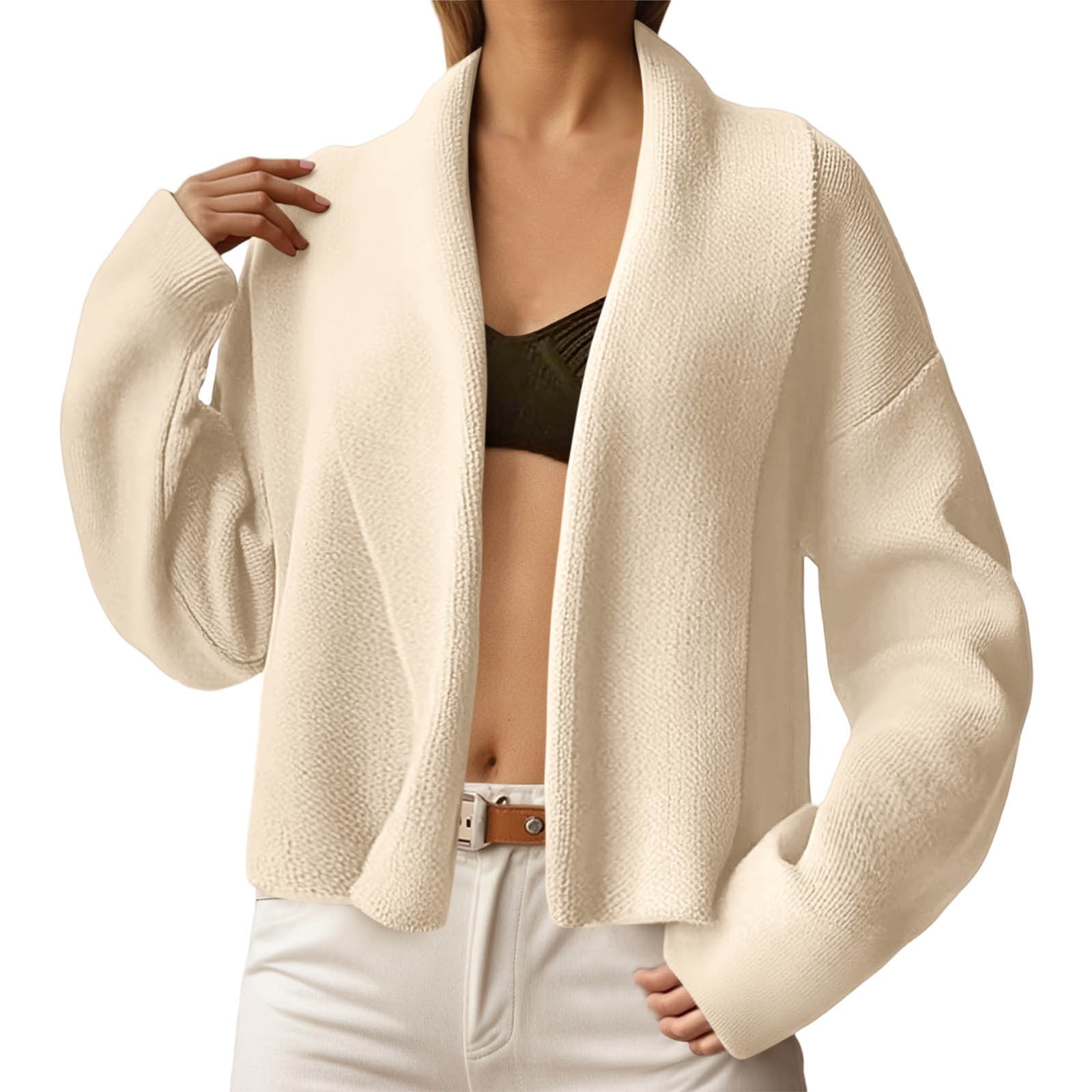 Arlun Womens Cropped Cardigan Open Front Shawl 2025 Fall Trendy Long ...