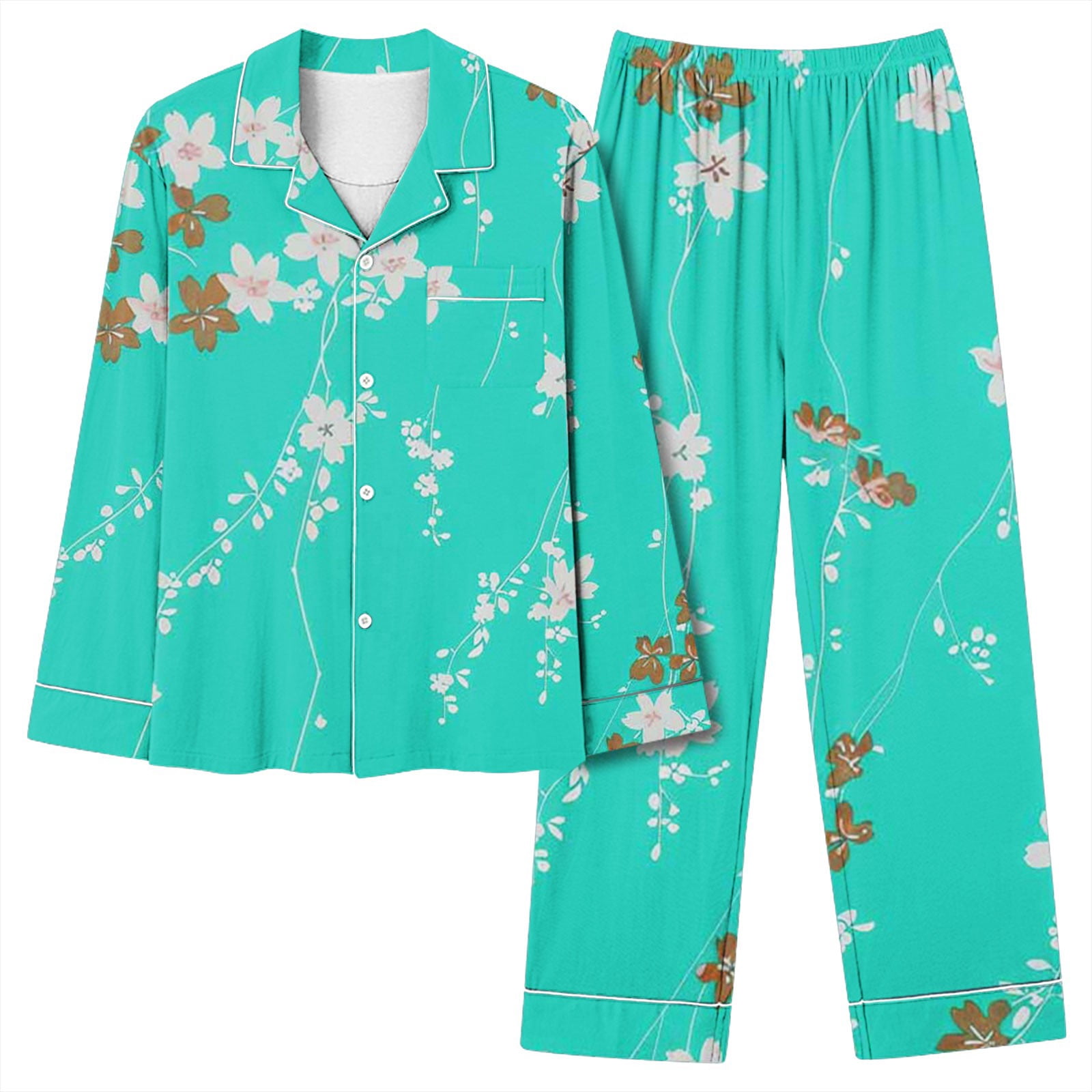 Arlun Womens Fashion Floral Printed Pajamas Set 2025 Fall Winter ...