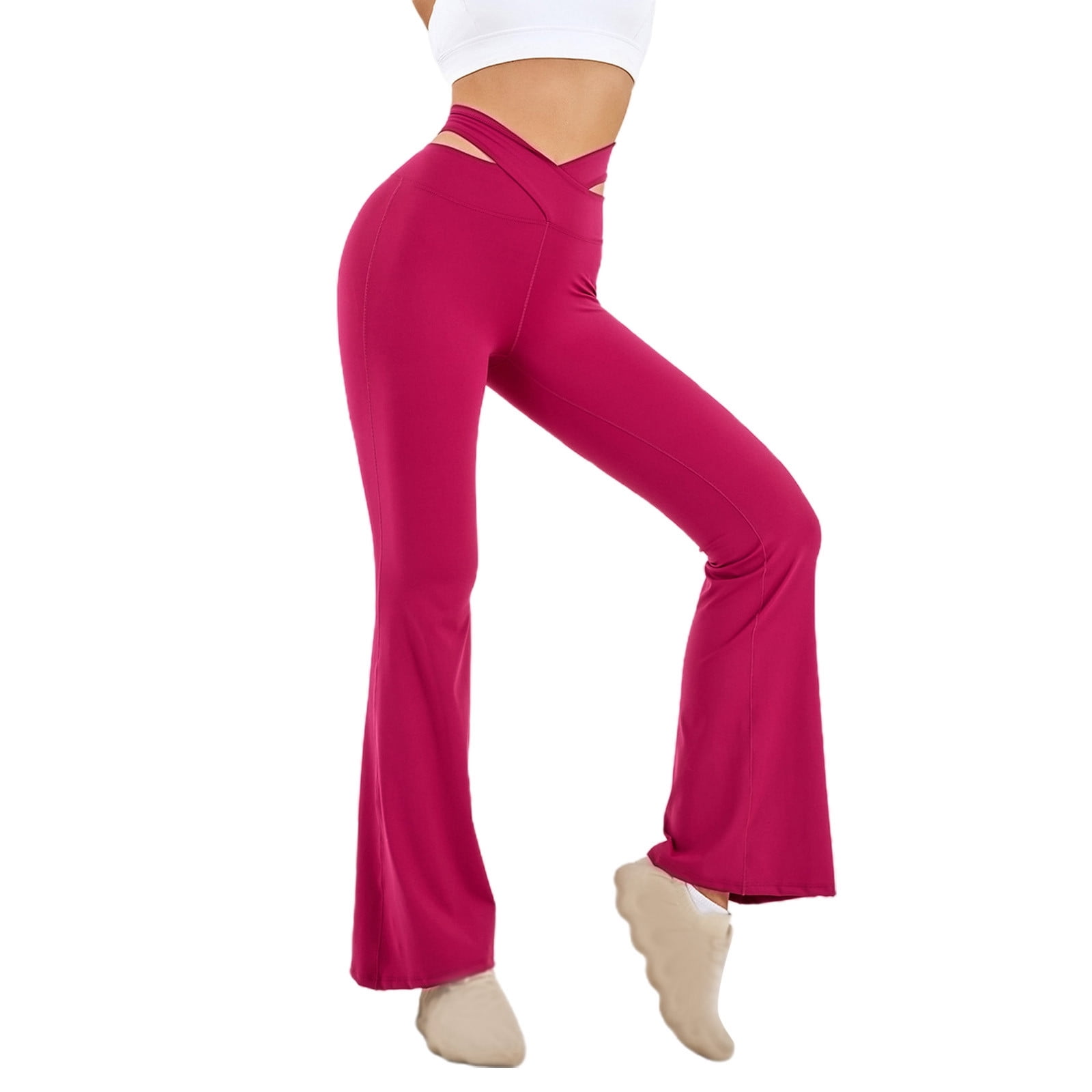 Arlun Womens Flared Yoga Pants Cut-Out Design Tummy Control Solid Color ...
