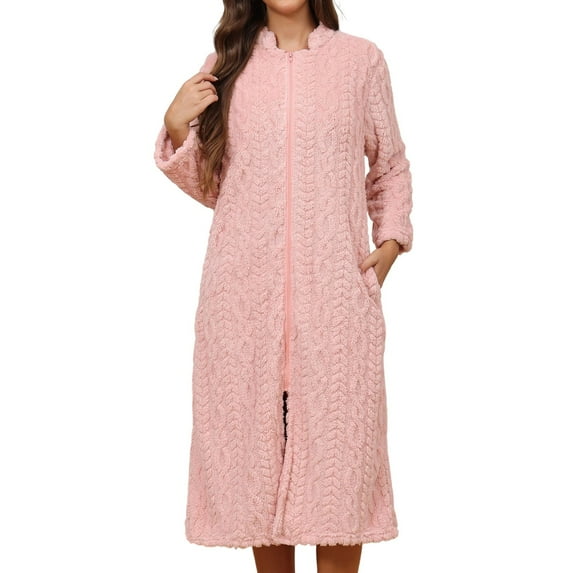 Arlun Womens Full Zipper Twist Ribbing Robes Soft Long Sleeve over the ...