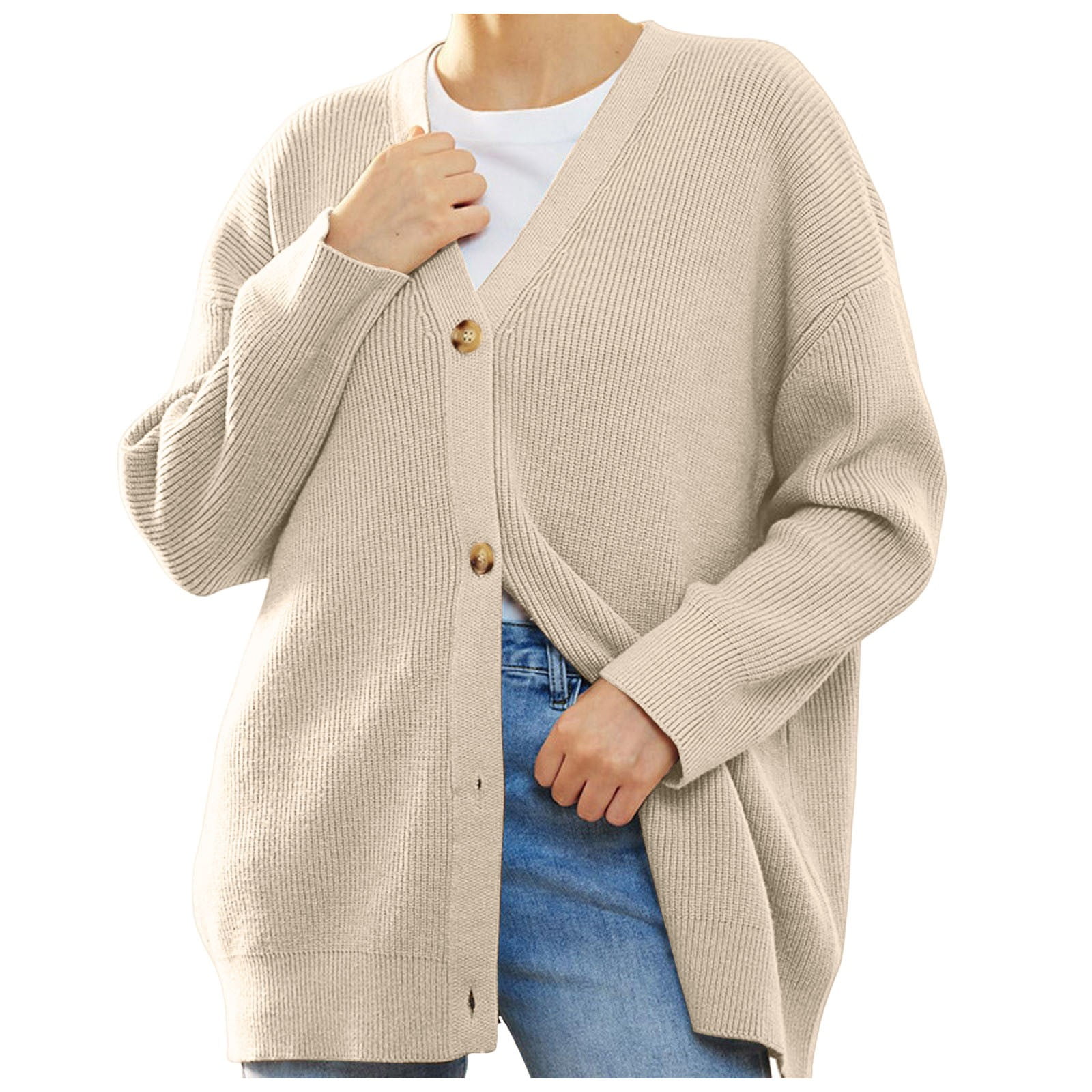Arlun Womens Oversized Cardigan Sweaters Trendy V-Neck Knit Button down ...