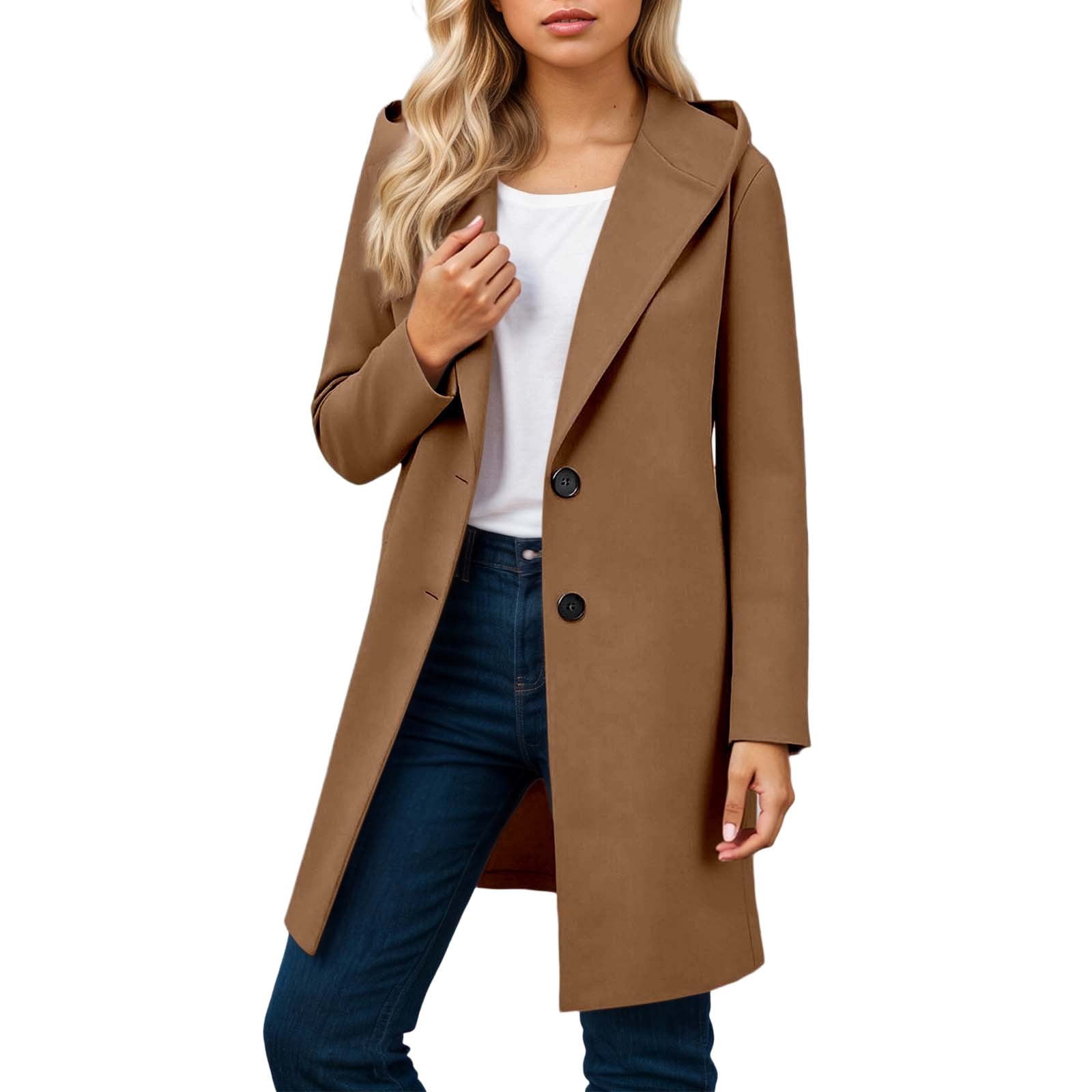 Arlun Womens Peacoat Winter Warm Long Sleeve Notch Lapel Mid Long ...