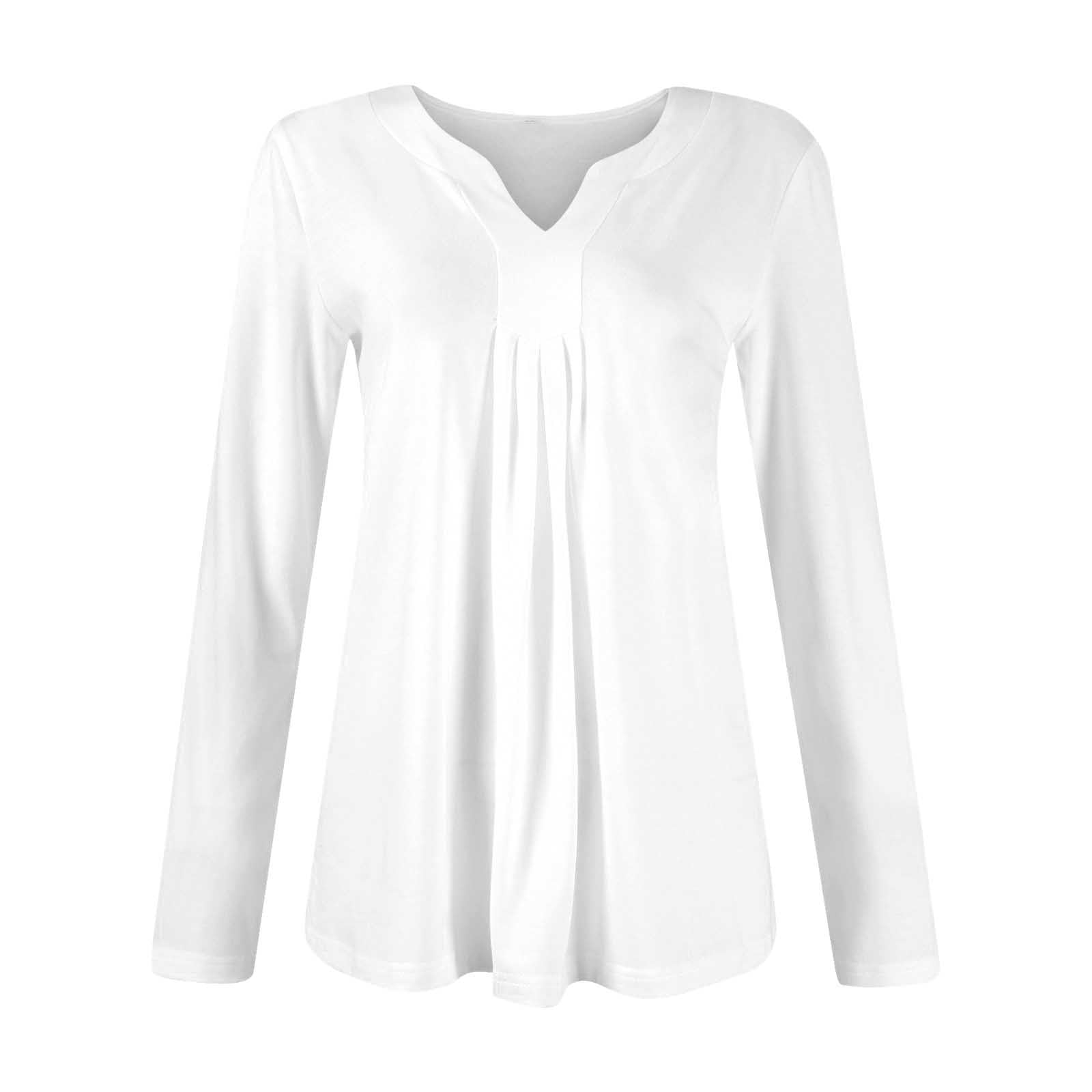 Arlun,Womens Plain Basic T Shirts Plus Size V Neck Ruched Loose Fit ...