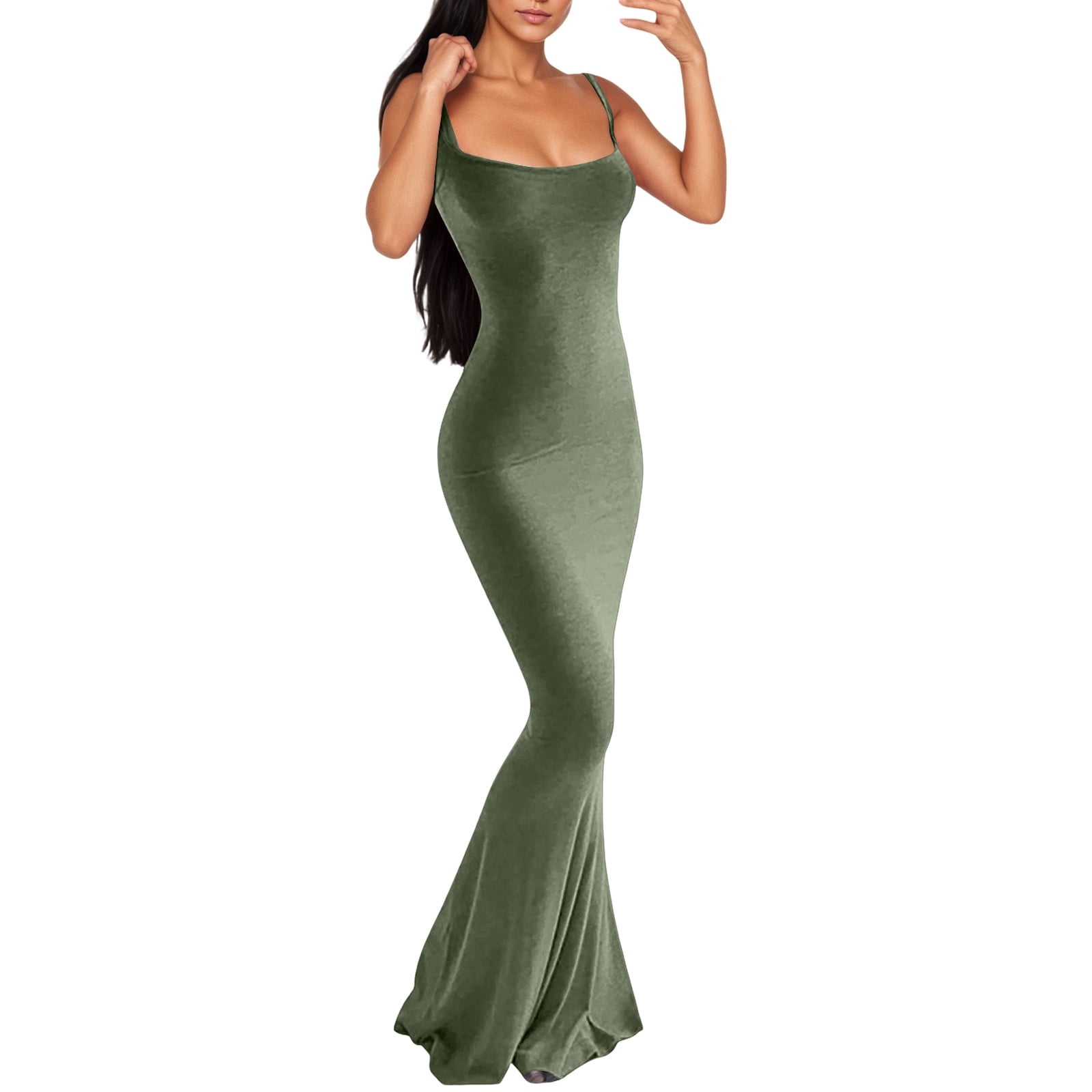 Arlun Womens Spaghetti Straps Bodycon Backless Maxi Dress Summer Soft ...