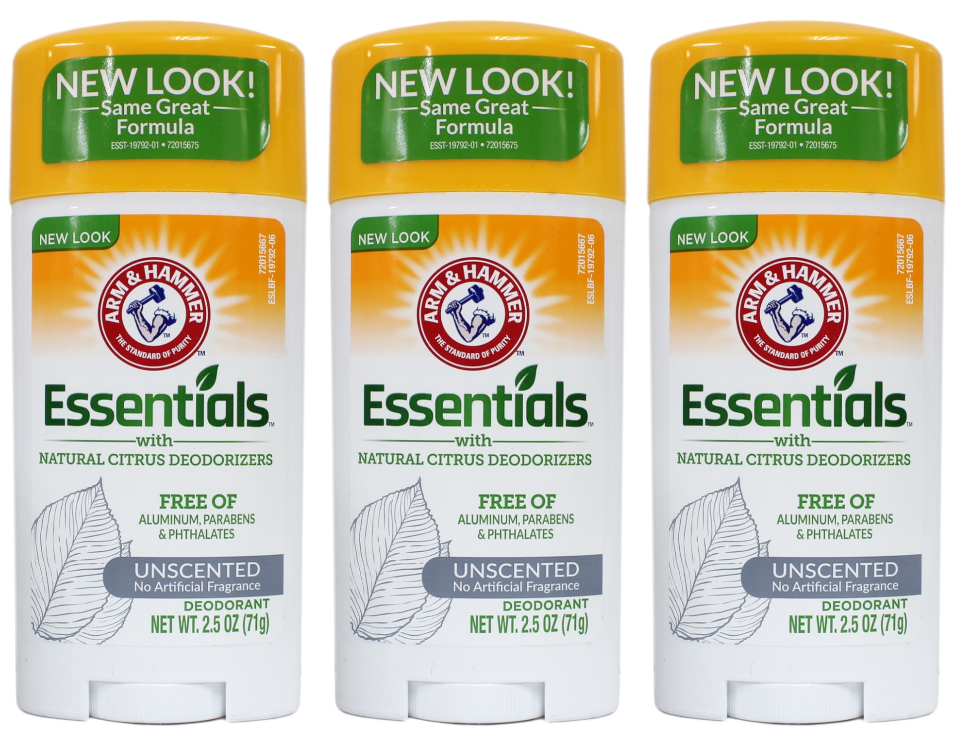 Arm And Hammer Essentials Natural Deodorant, Unscented, 2.5 oz (pack of ...