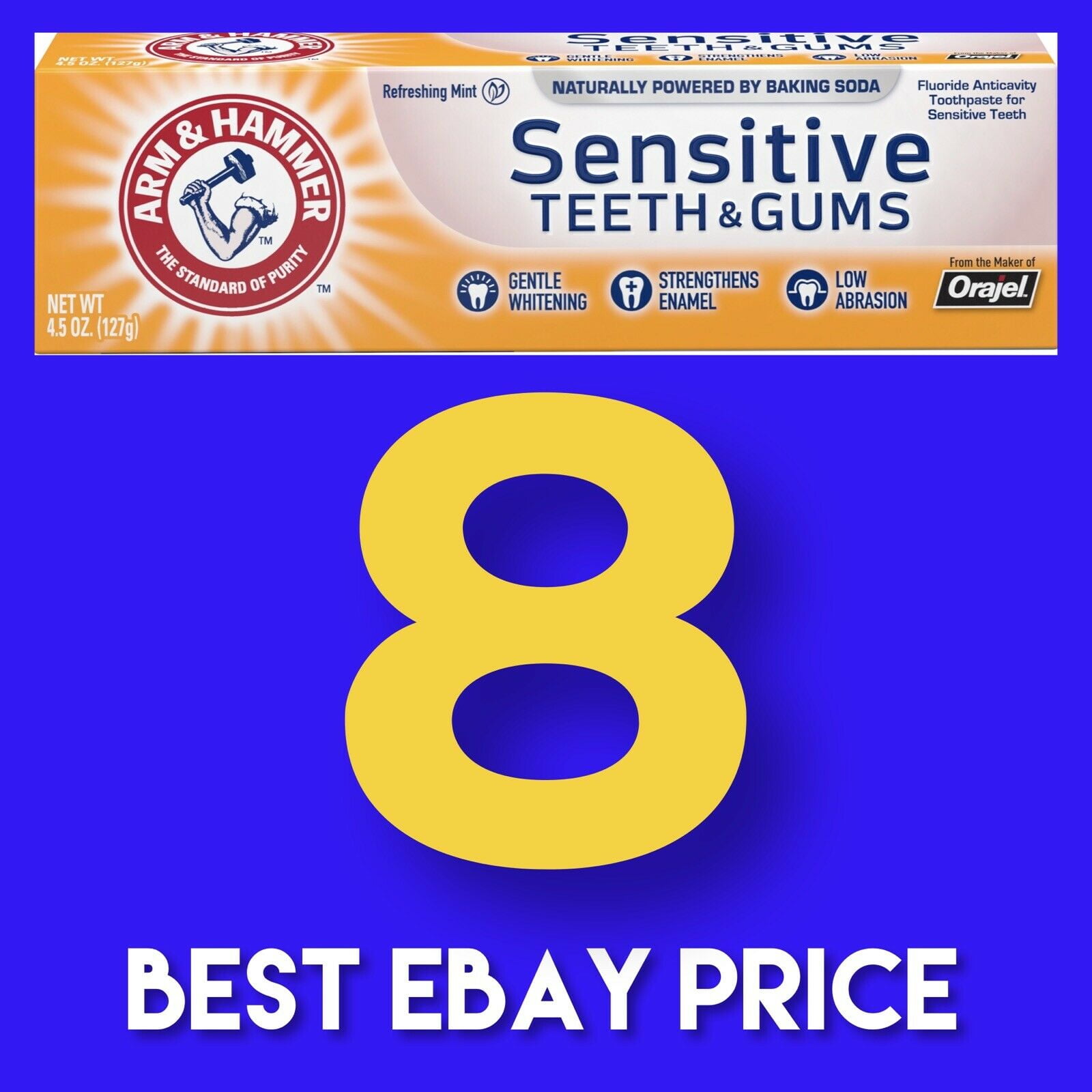 ARM & HAMMER Sensitive Teeth and Gum Toothpaste, 4.5 oz, 6 Pack, Baking ...