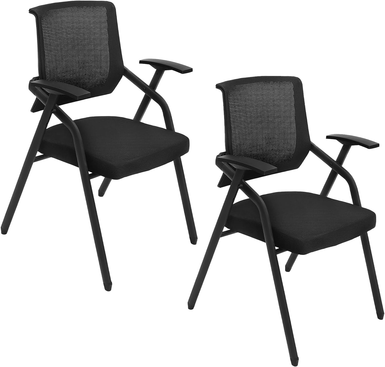 Arm Chair, 2 Pack Folding Office Desk Chair, Mesh Guest Reception Stack ...