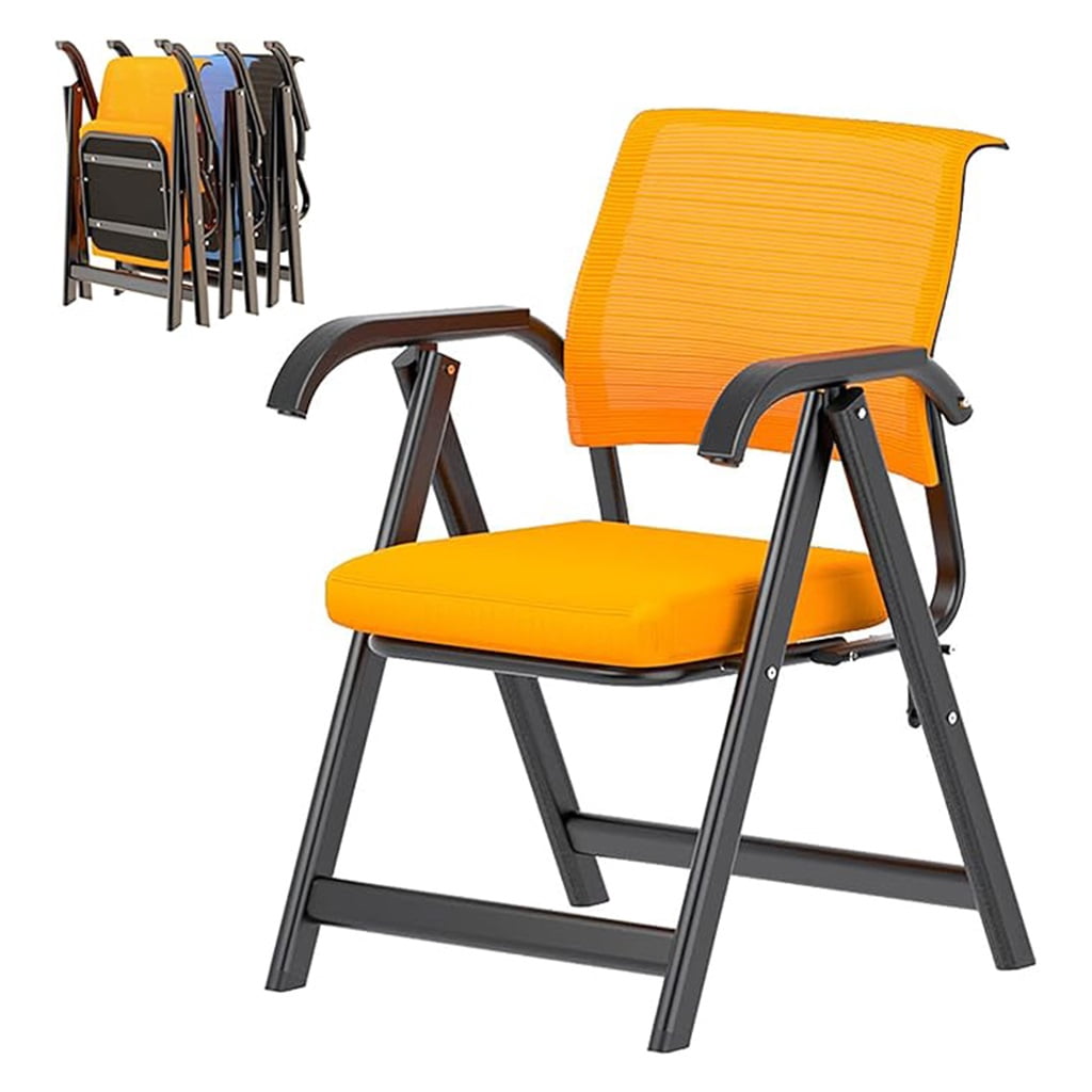 Arm Chair Folding Office Desk Chairs Mesh Guest Reception Stackable ...