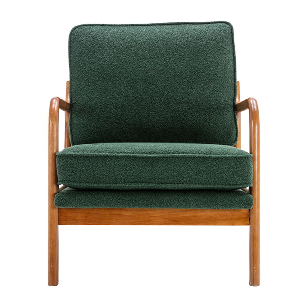 Arm Chair, Solid Wood Accent Chair with Curved Edges and Backrest ...