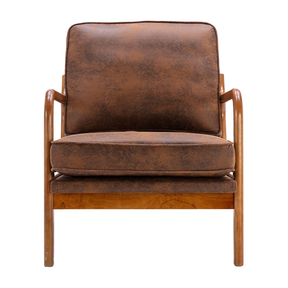 Arm Chair, Solid Wood Accent Chair with Curved Edges and Backrest ...