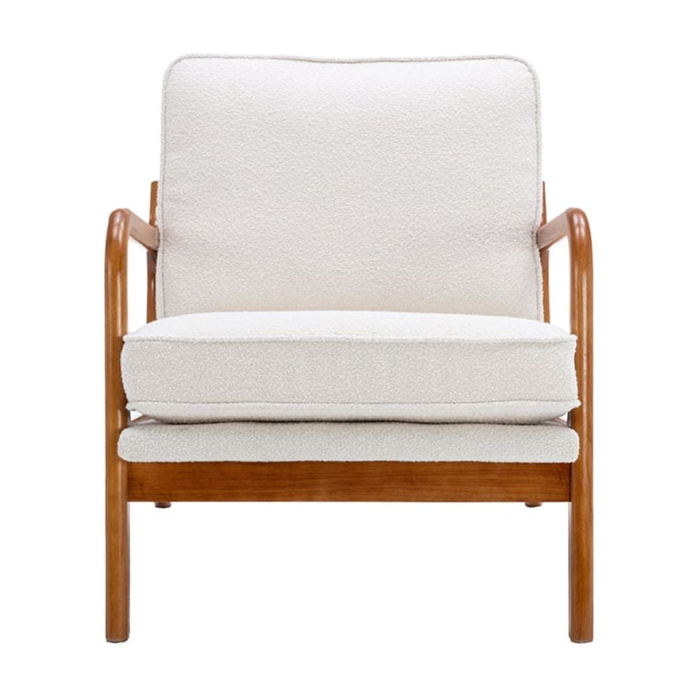 Arm Chair, Solid Wood Accent Chair with Curved Edges and Backrest ...