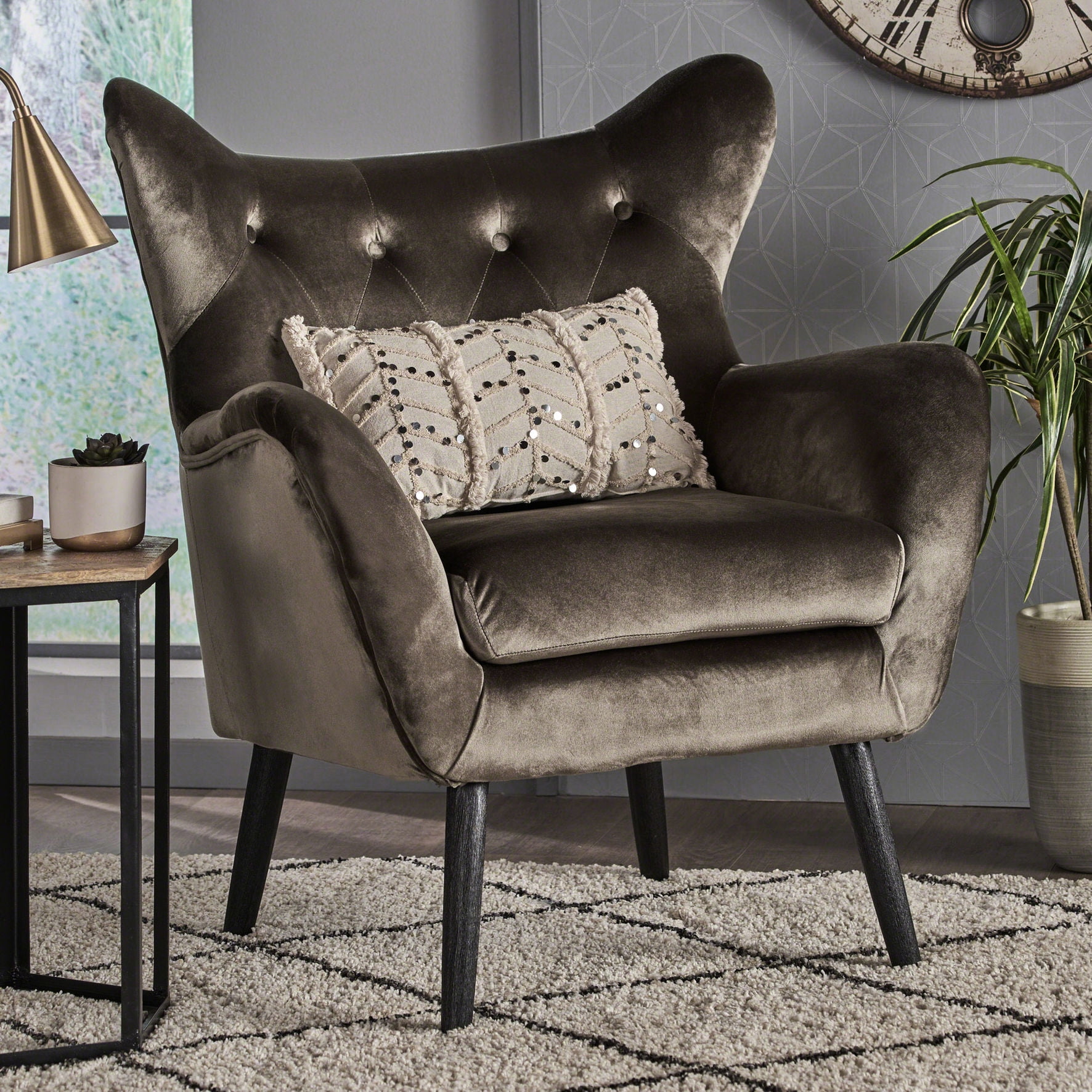 Arm Chair / Tufted Wingback, Grey Color, Assembly Required / Enhances ...