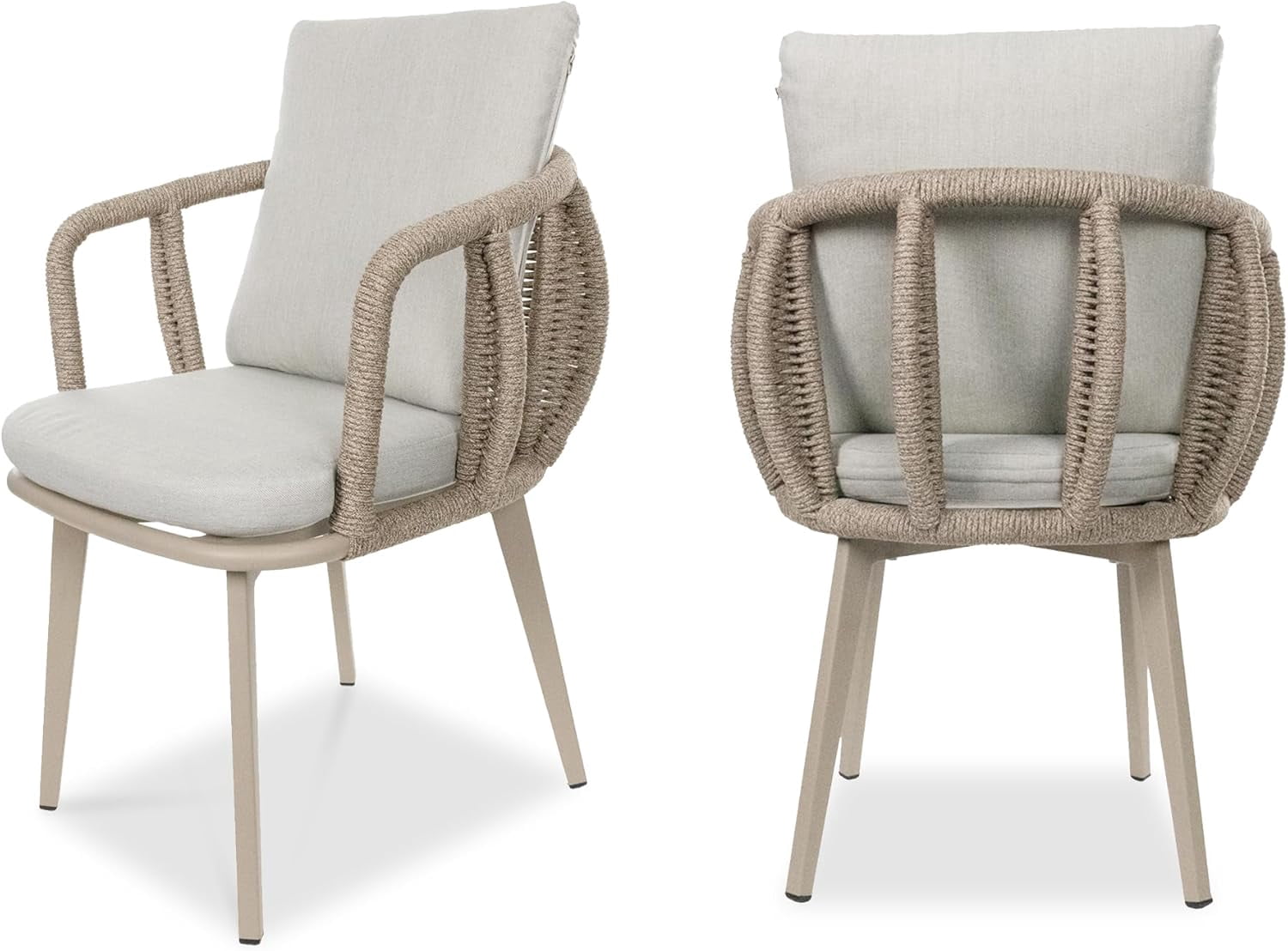 Arm Dining Chair Outdoor & Indoor Conversation Set with Aluminium Frame ...