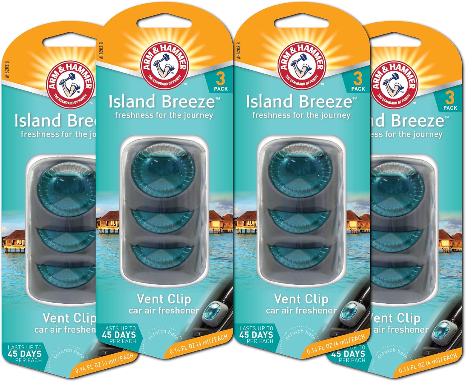Arm & Hammer AH8203IB Island Breeze Freshness Vent Clip for Car Air ...
