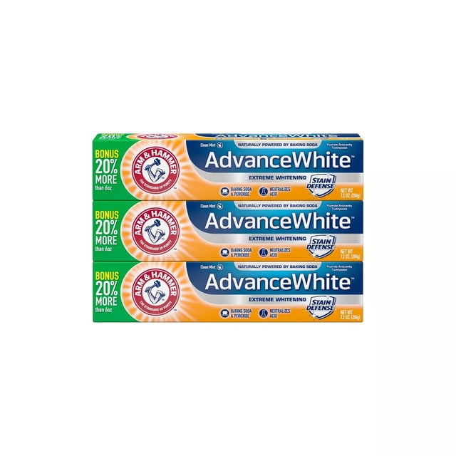 Arm & Hammer Advance White Toothpaste, 7.2 oz, 3 Pack, Whitening ...