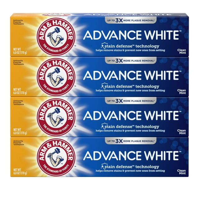 ARM & HAMMER Advance White Toothpaste, Teeth Whitening Baking Soda Toothpaste, Stain Defense ...