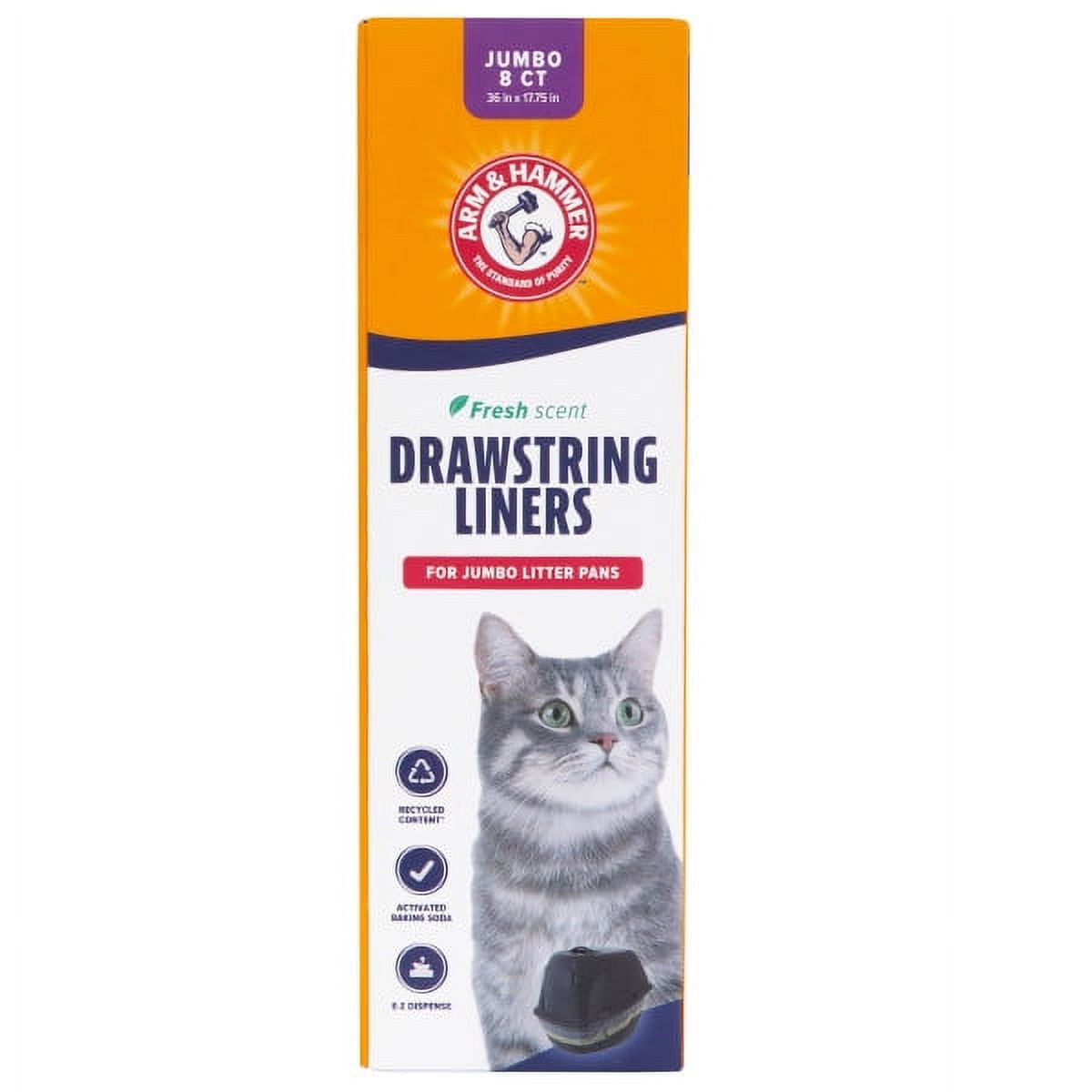Arm & Hammer Drawstring Plastic Litter Pan Liners, Jumbo, Fits 21 x 17. ...