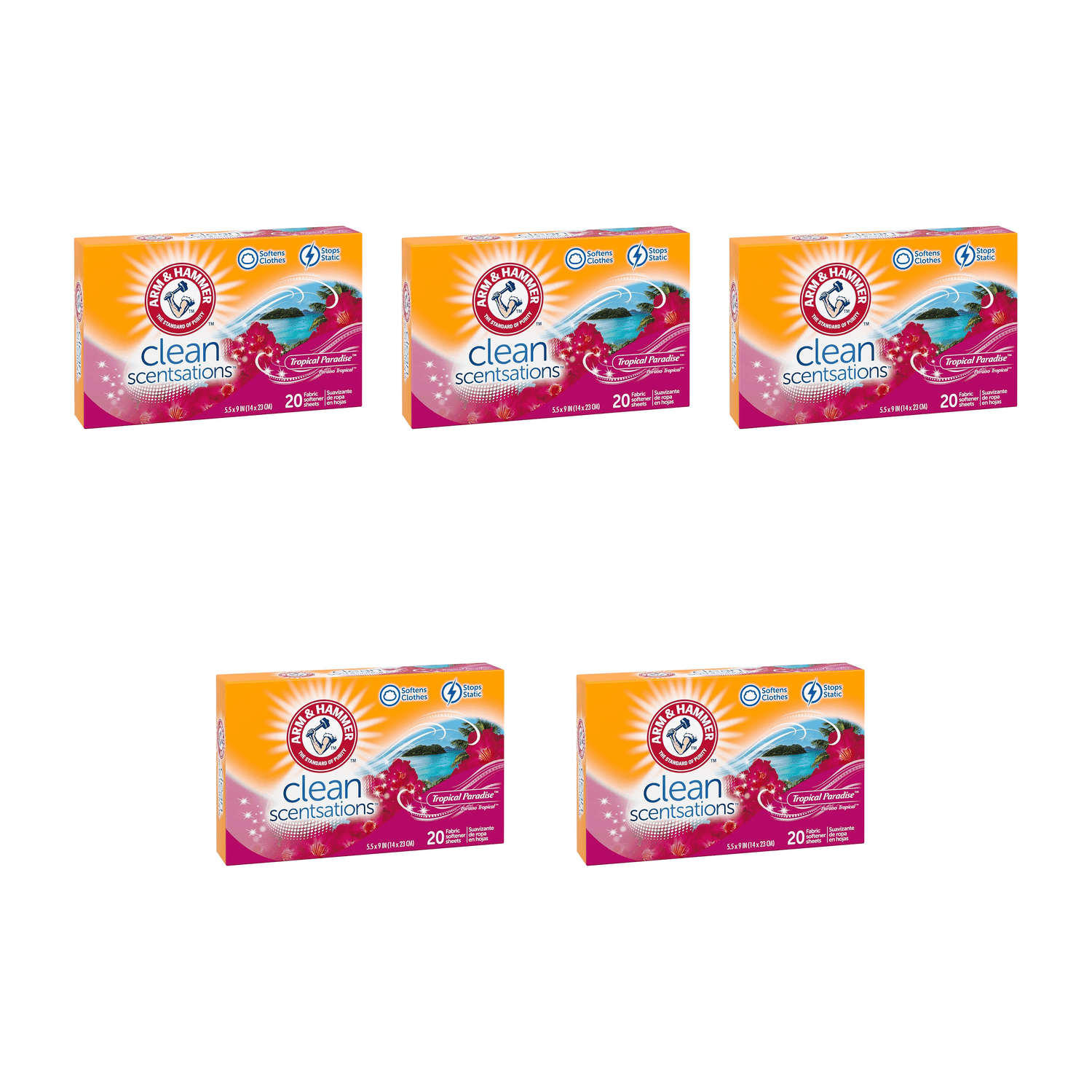 Arm & Hammer Dryer Sheets 20 ct – 5 Pack (5×20 Sheets) - Walmart.com
