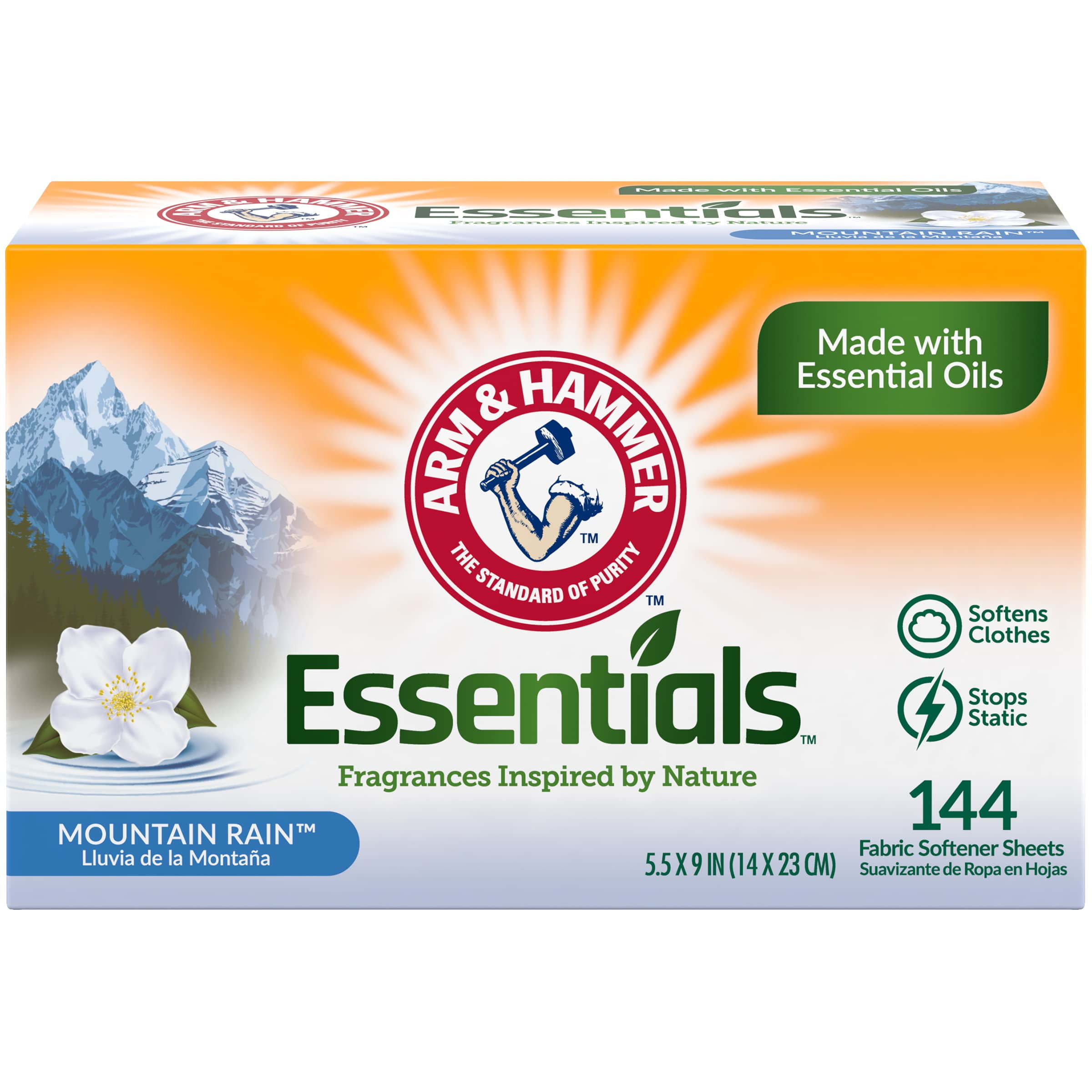 ARM & HAMMER Dryer Sheets, Mountain Rain Scent, Softens Laundry, Static ...